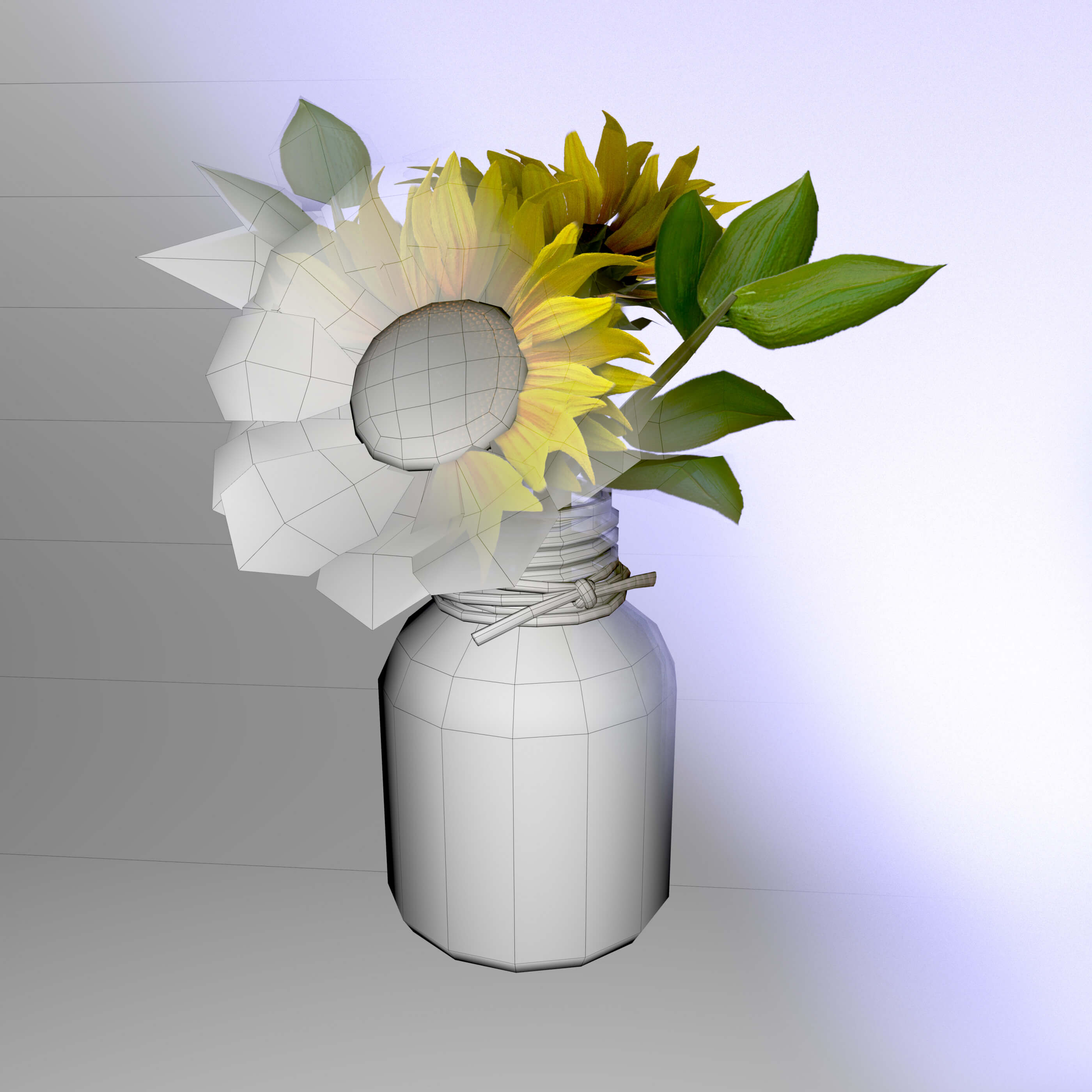 Sunflower in a Jar - 3D Model by Julia3dModeler