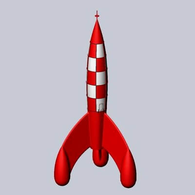 Tintin Destination Moon Rocket Detailed Printable Model by Julian Danzer