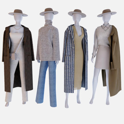Female Mannequins With Clothes - 3D Model by jullietta