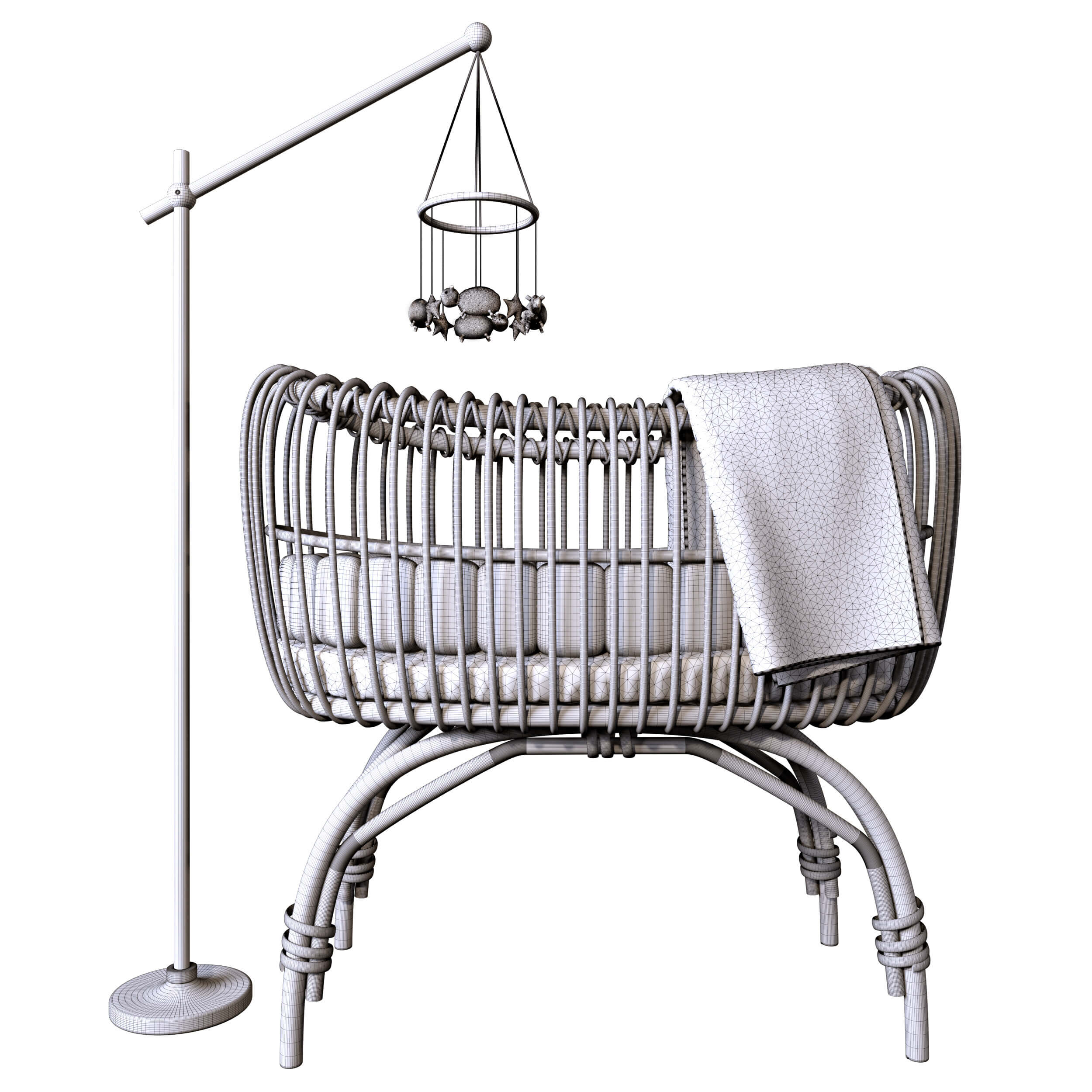 Wicker Cradle for Newborns - 3D Model by jullietta