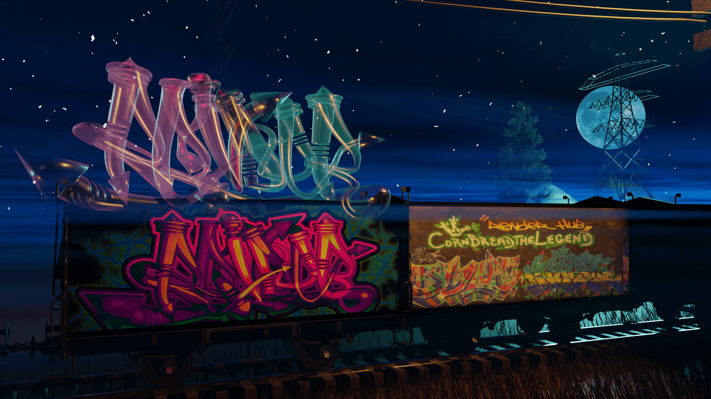 Graffiti Contest 3D Render, Digital Art by JxCxHiggz