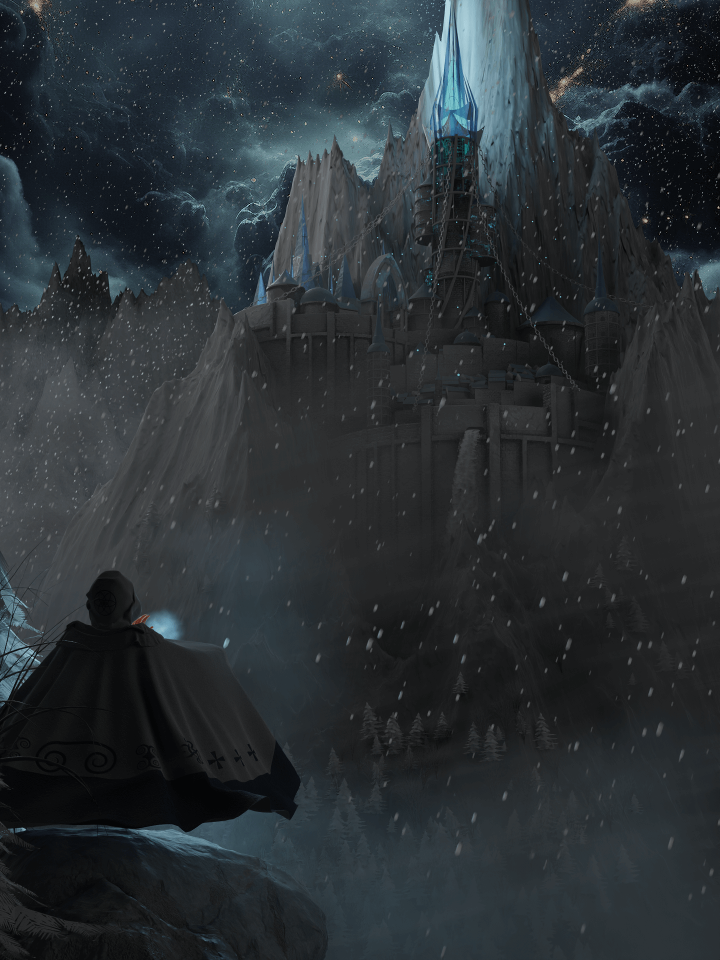 Noctural Citadel The enchanted blizzard 3D Render by K3DDesign