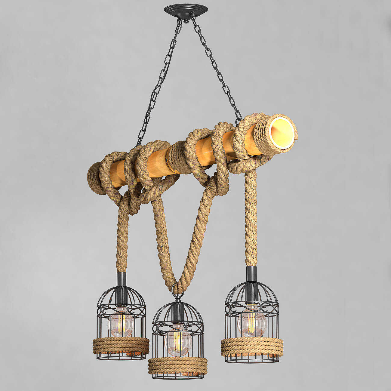 Chandelier Loft Rope Chandelier - 3D Model by kabten-mimo2024