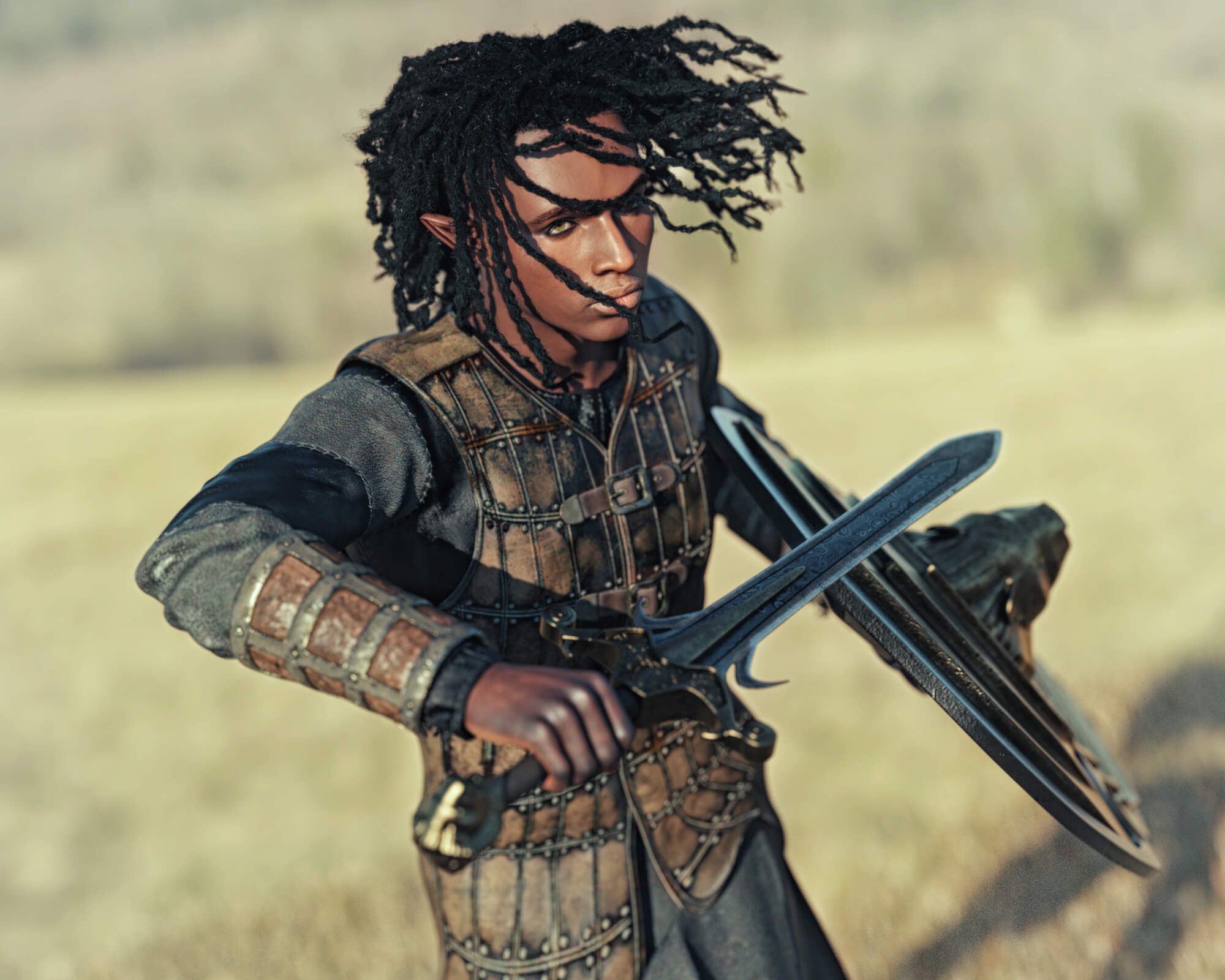 Blade of the Sunfields 3D Render, Digital Art by Kadaj777