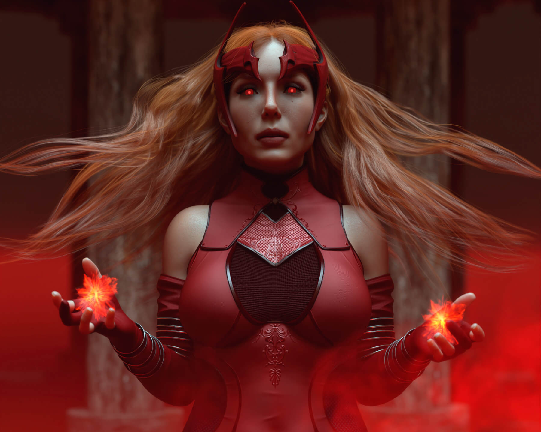 Nexus Being Scarlet Witch 3D Render, Digital Art by Kadaj777