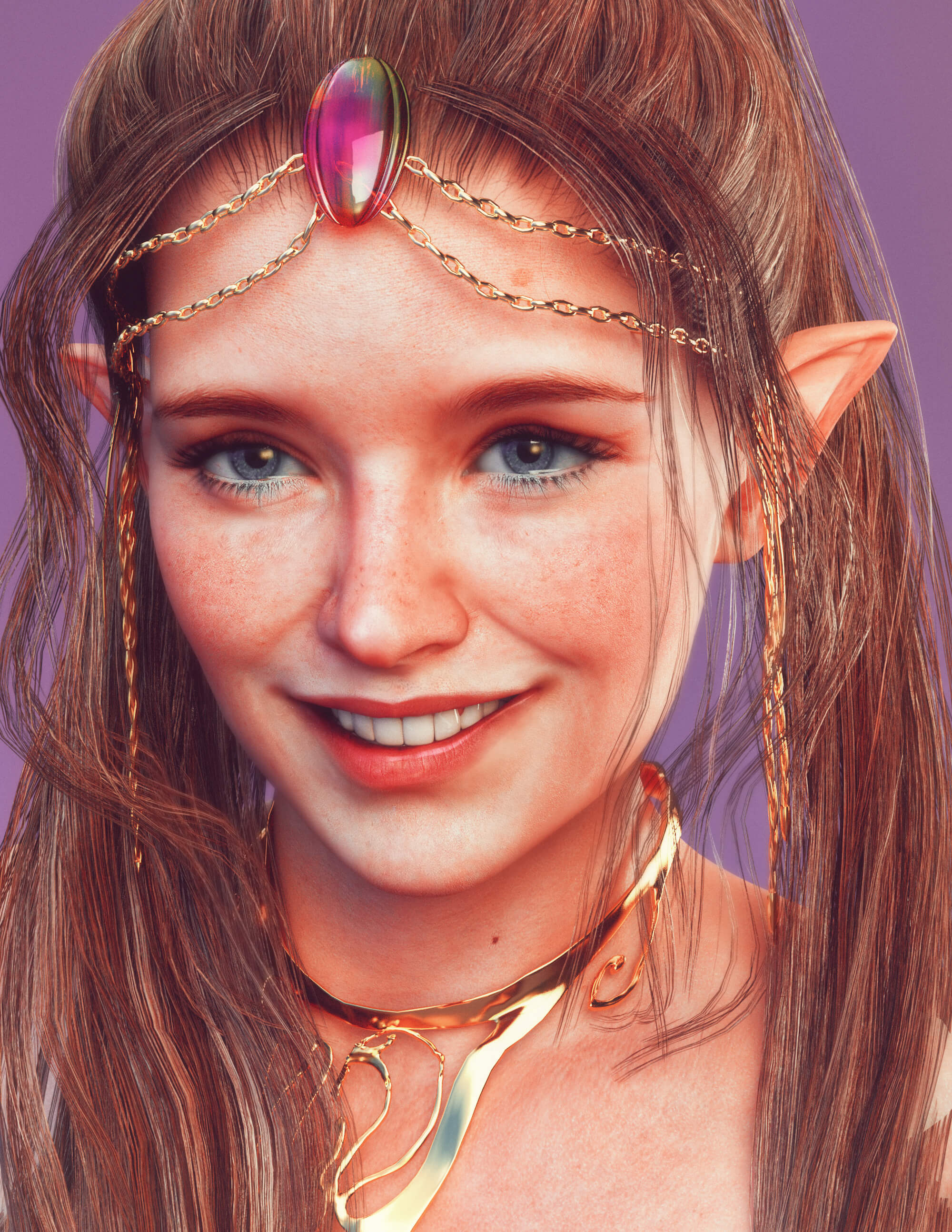 Smiling Elf 3D Render, Digital Art by Kadaj777