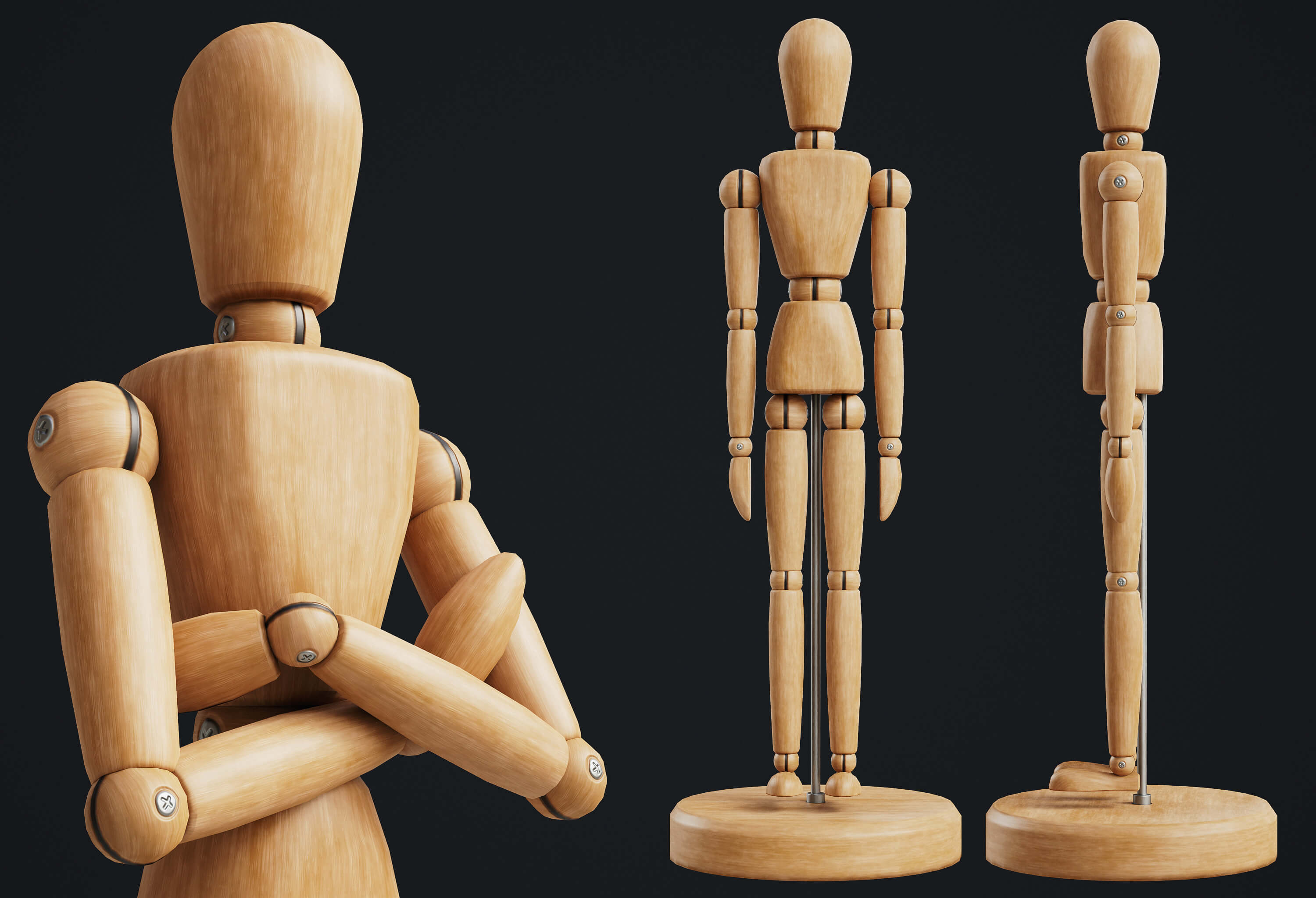 Drawing Mannequin Wooden Posable Figure - 3D Model by Kaipis