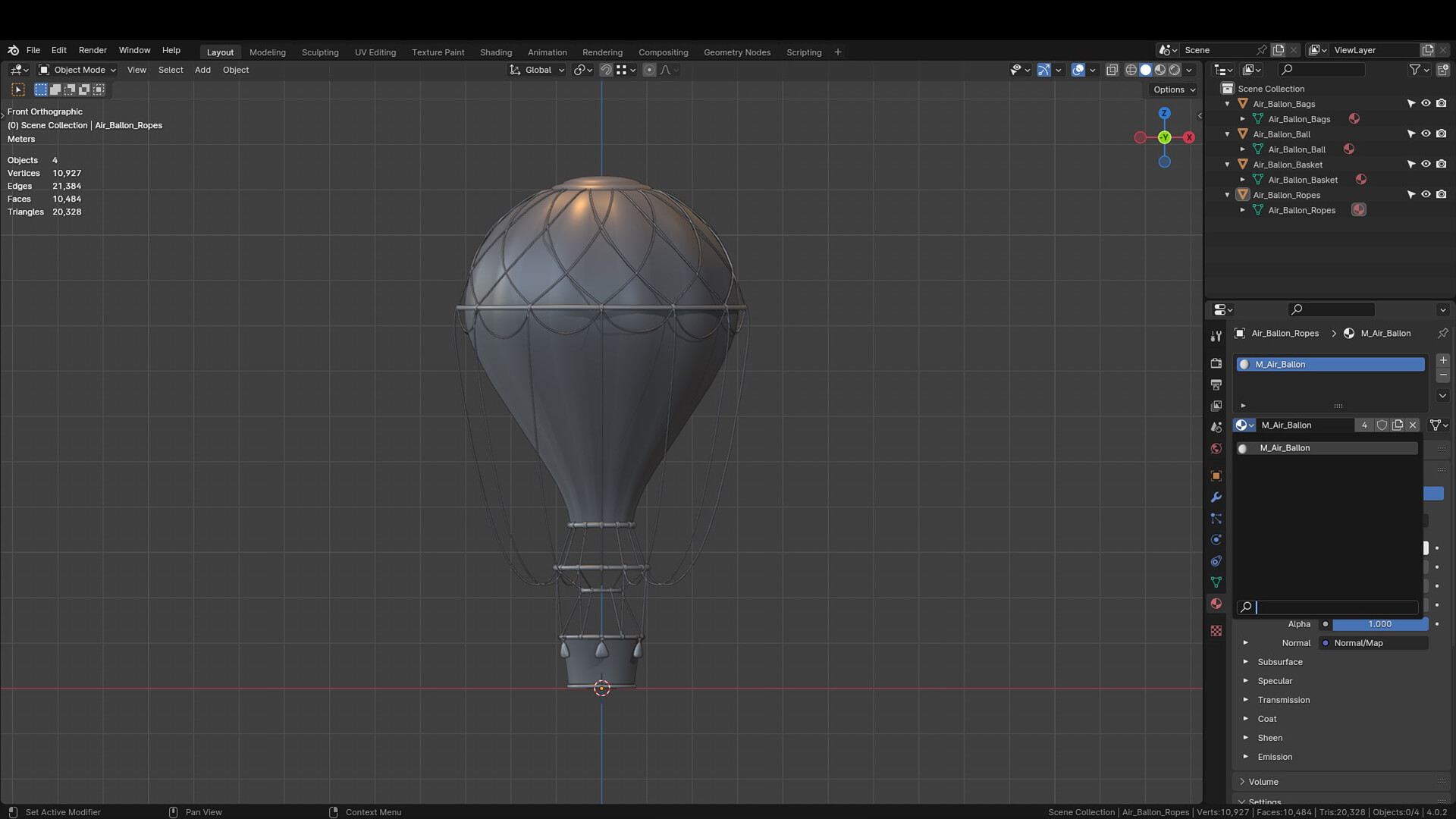 Hot Air Ballon - 3D Model by Kaipis
