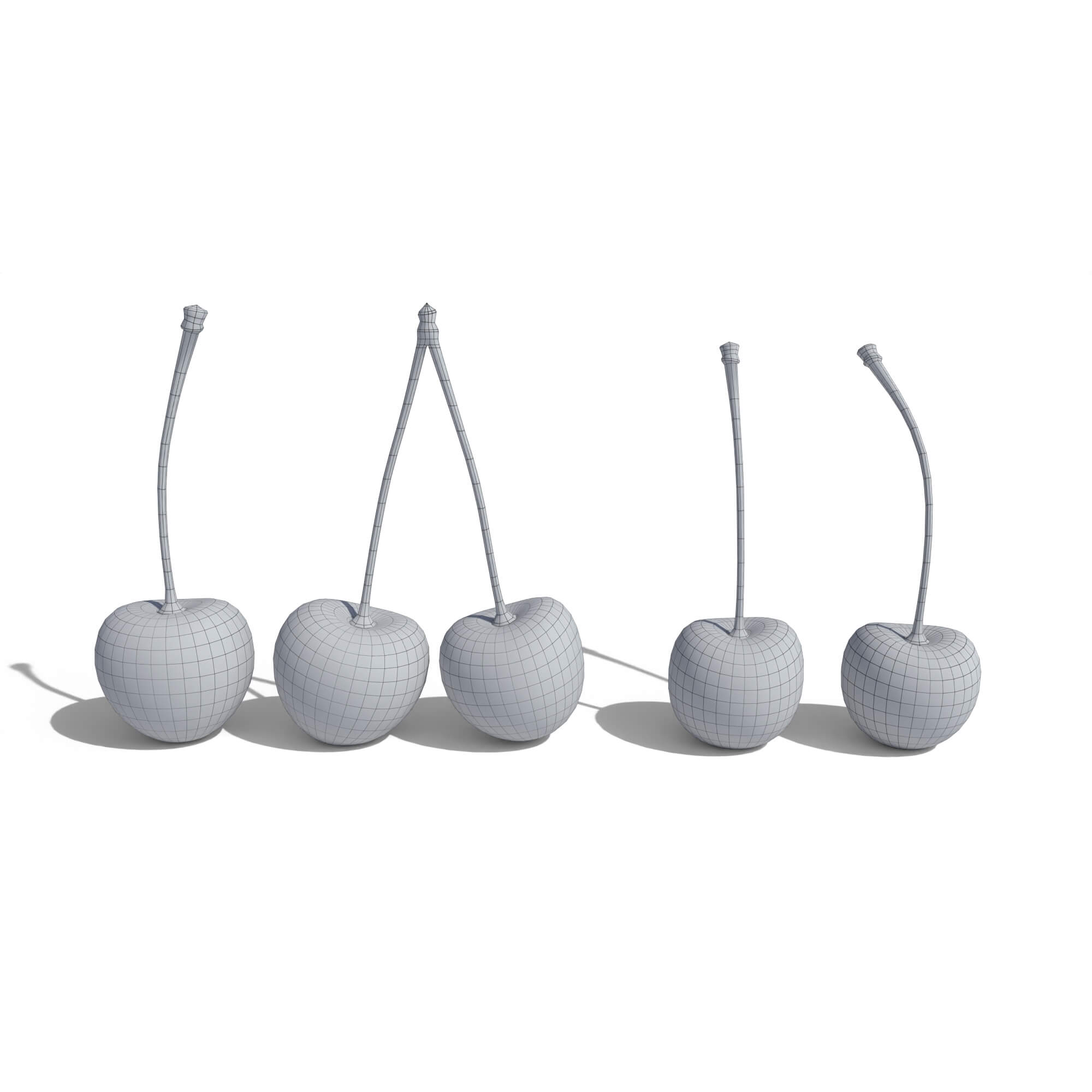 Cherries with Stems - 3D Model by kambur