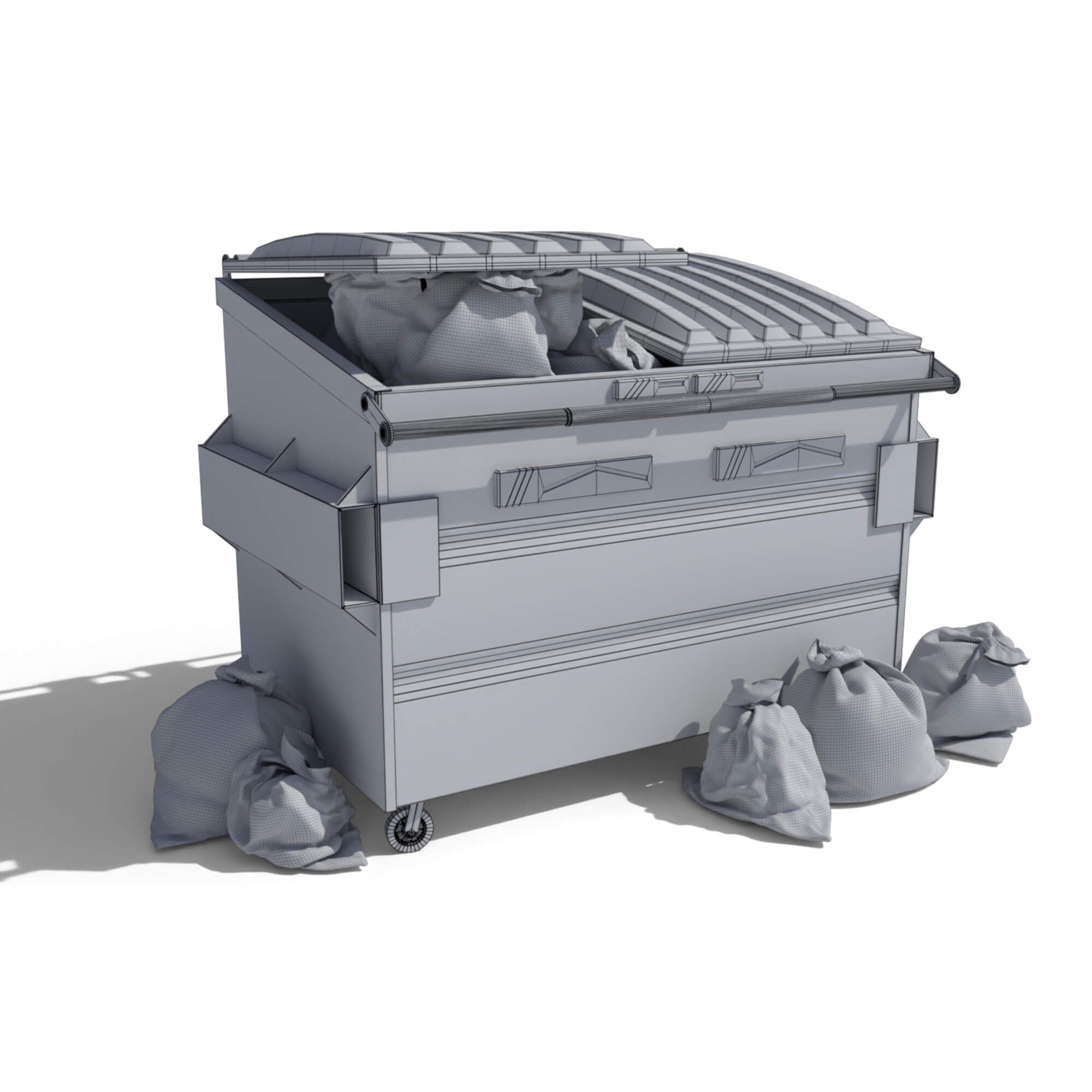 Cyberpunk Garbage Dumpster With Bags - 3D Model by kambur