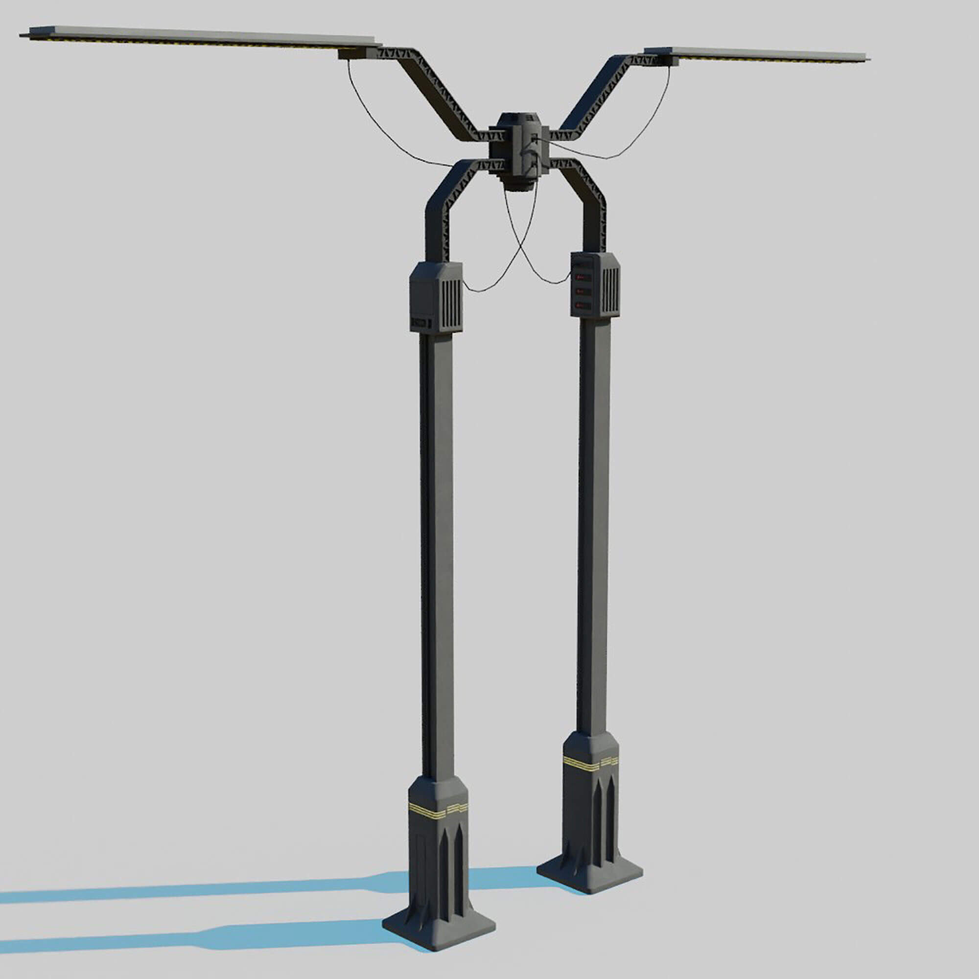 Cyberpunk Street Lamp Double - 3D Model by kambur