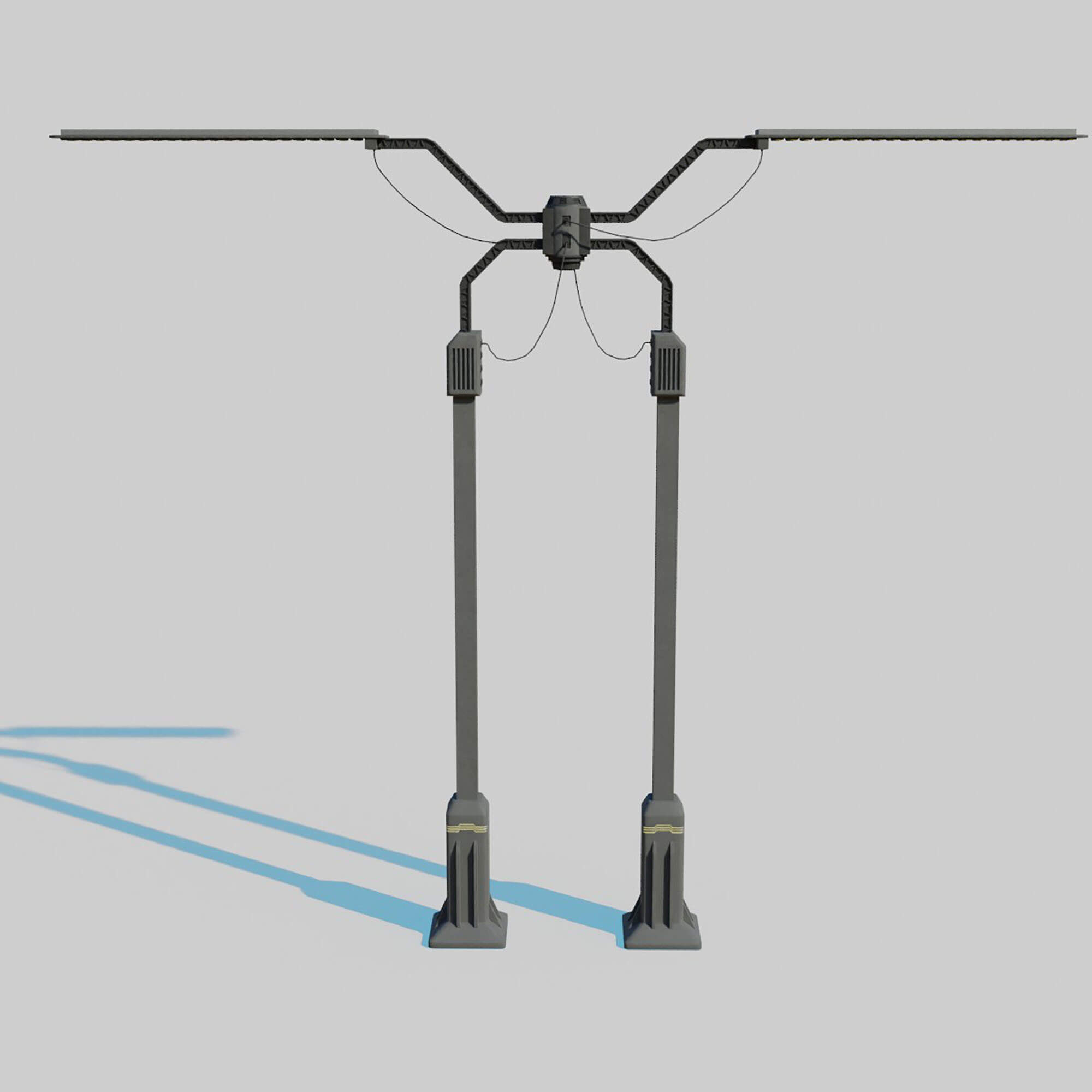 Cyberpunk Street Lamp Double - 3D Model by kambur