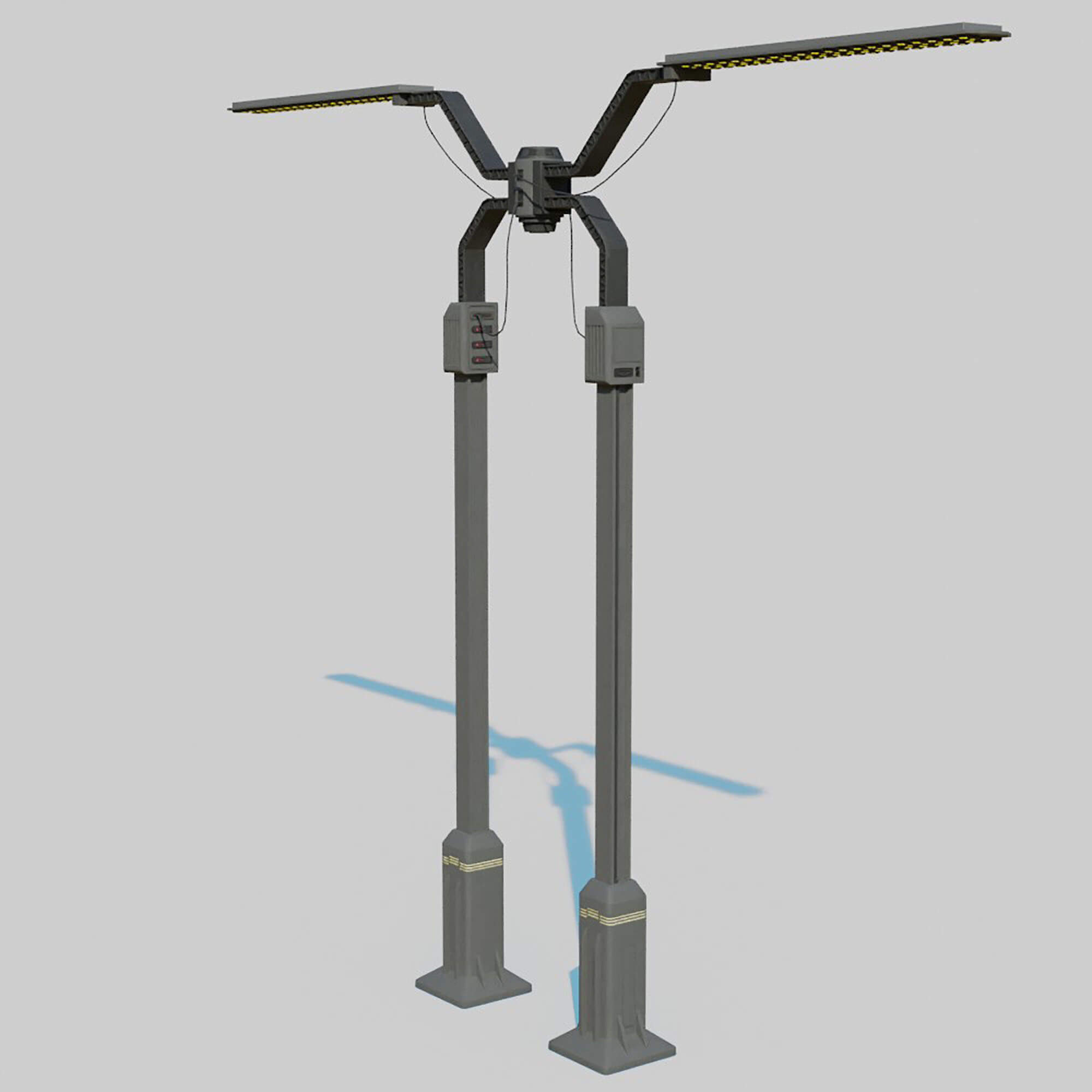 Cyberpunk Street Lamp Double - 3D Model by kambur
