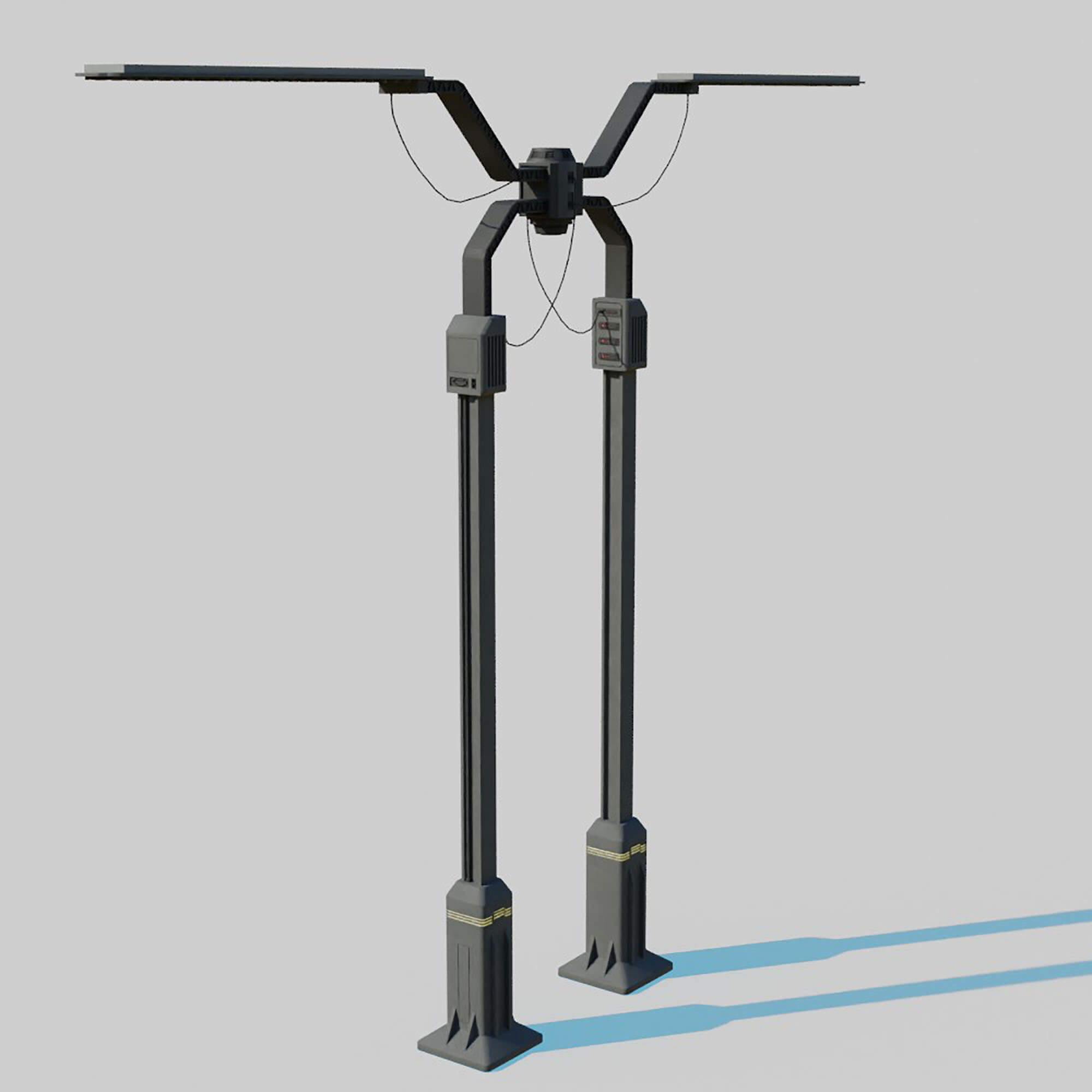 Cyberpunk Street Lamp Double - 3D Model by kambur