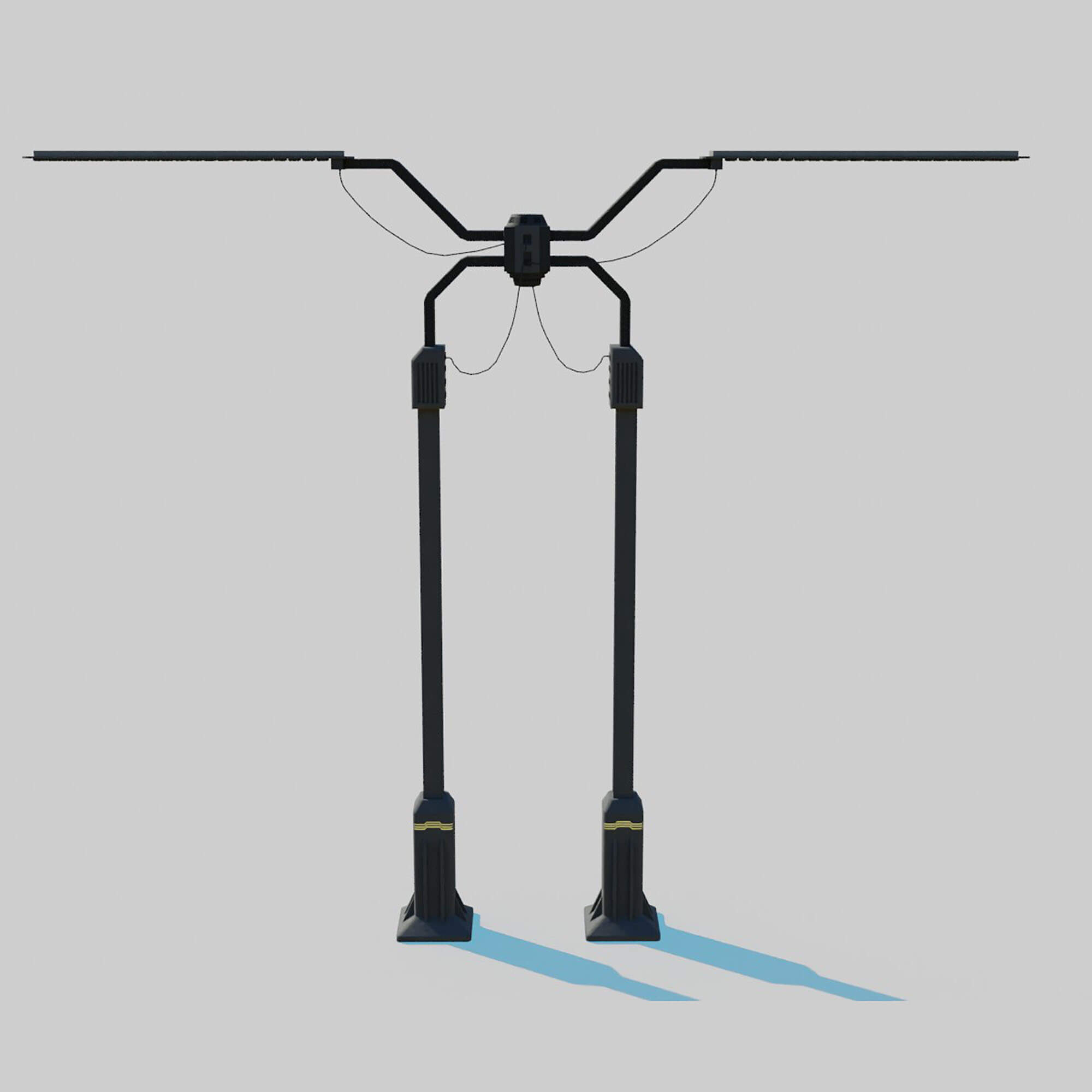 Cyberpunk Street Lamp Double - 3D Model by kambur
