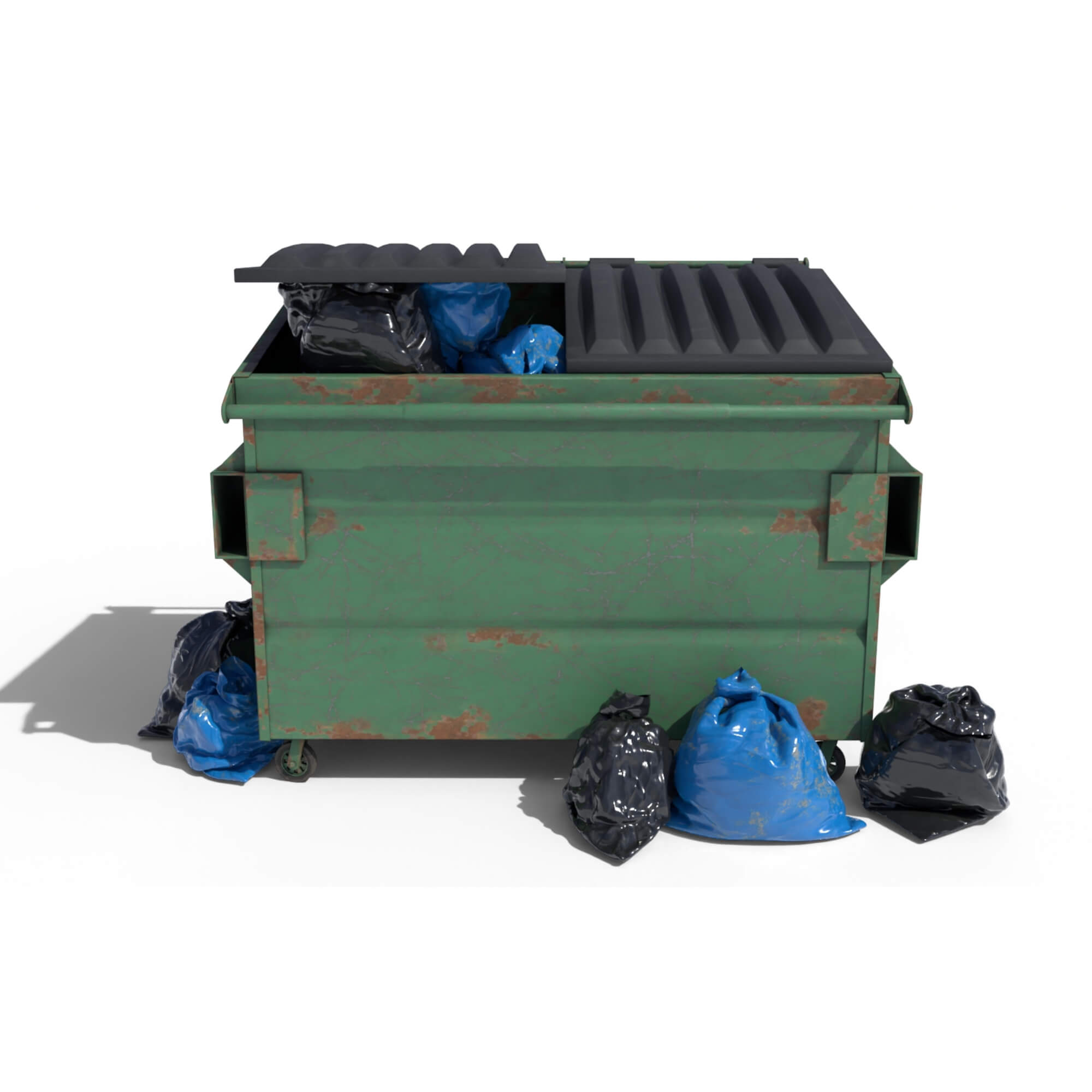 Garbage Dumpster With Bags - 3D Model by kambur
