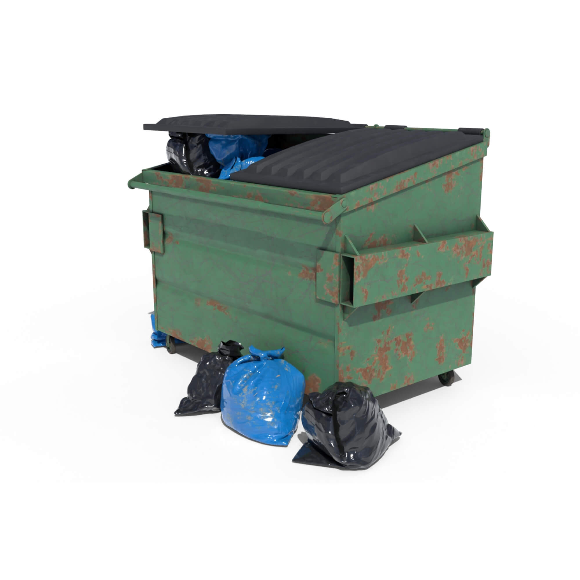 Garbage Dumpster With Bags - 3D Model by kambur