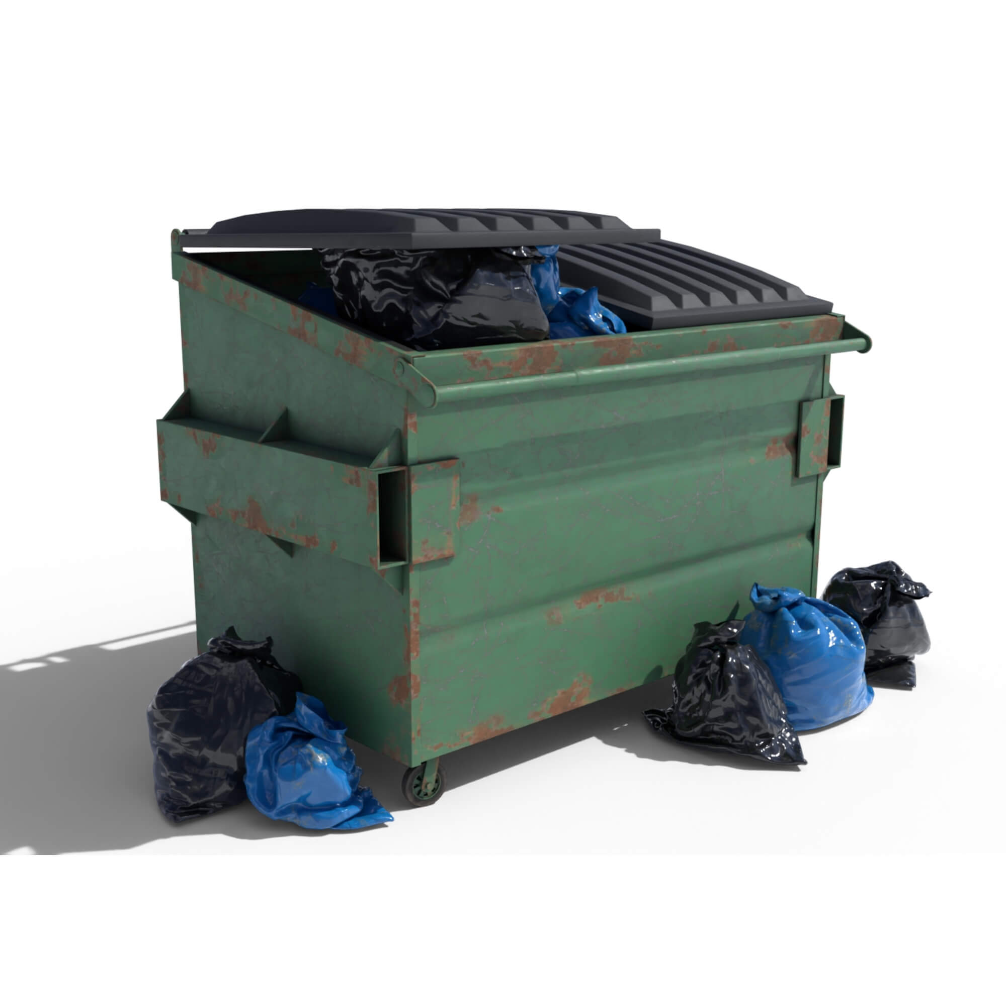 Garbage Dumpster With Bags - 3D Model by kambur