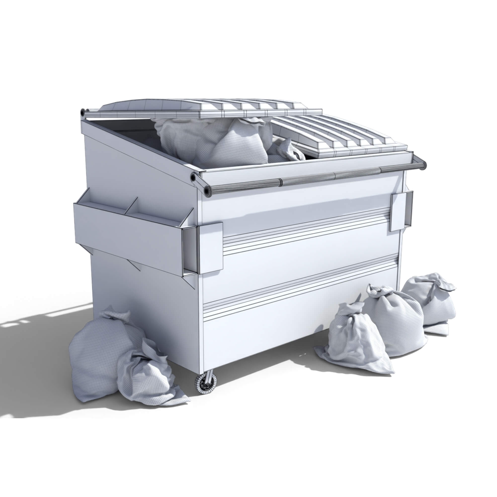 Garbage Dumpster With Bags - 3D Model by kambur