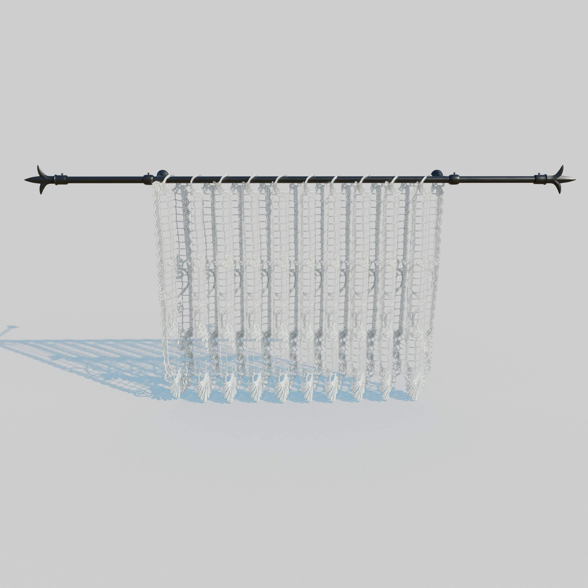 Lace Curtain with Rod - 3D Model by kambur