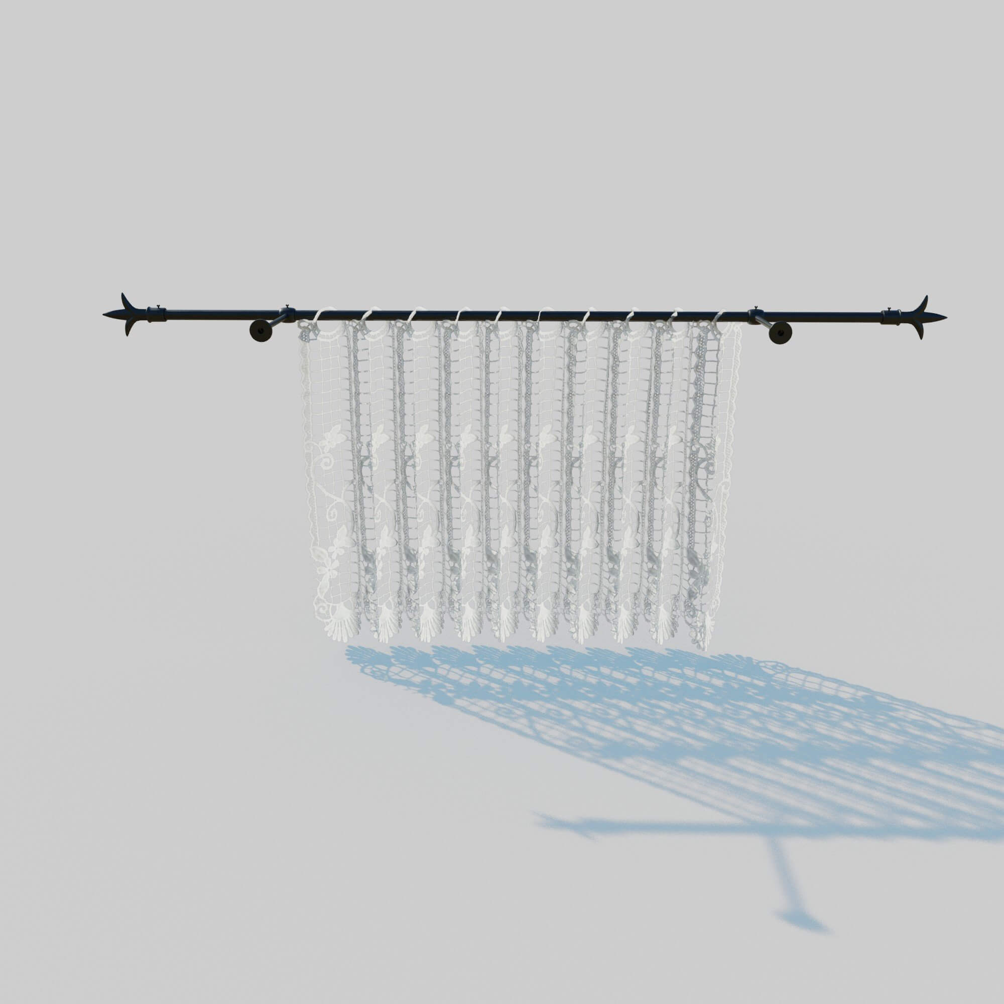 Lace Curtain with Rod - 3D Model by kambur