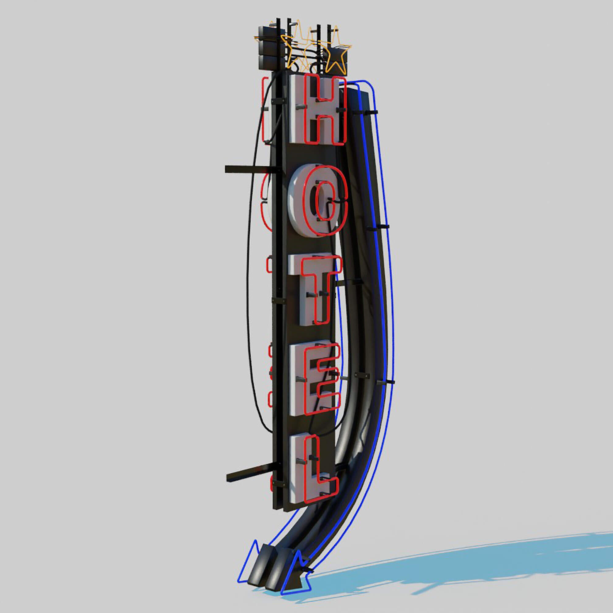 Neon Hotel Sign - 3D Model by kambur