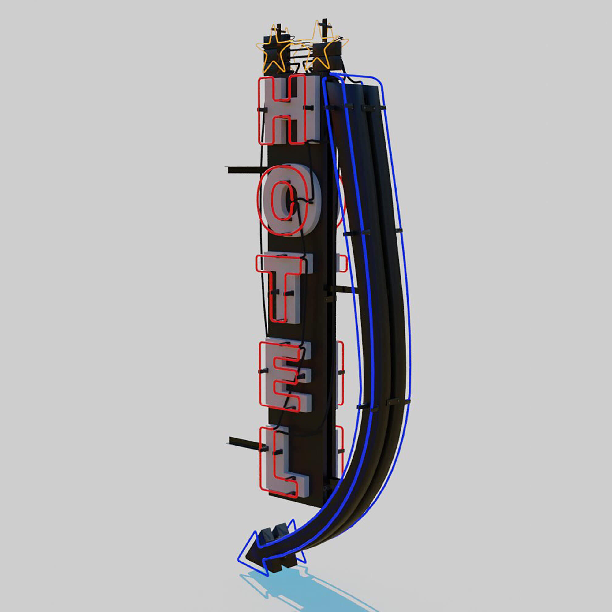 Neon Hotel Sign - 3D Model by kambur