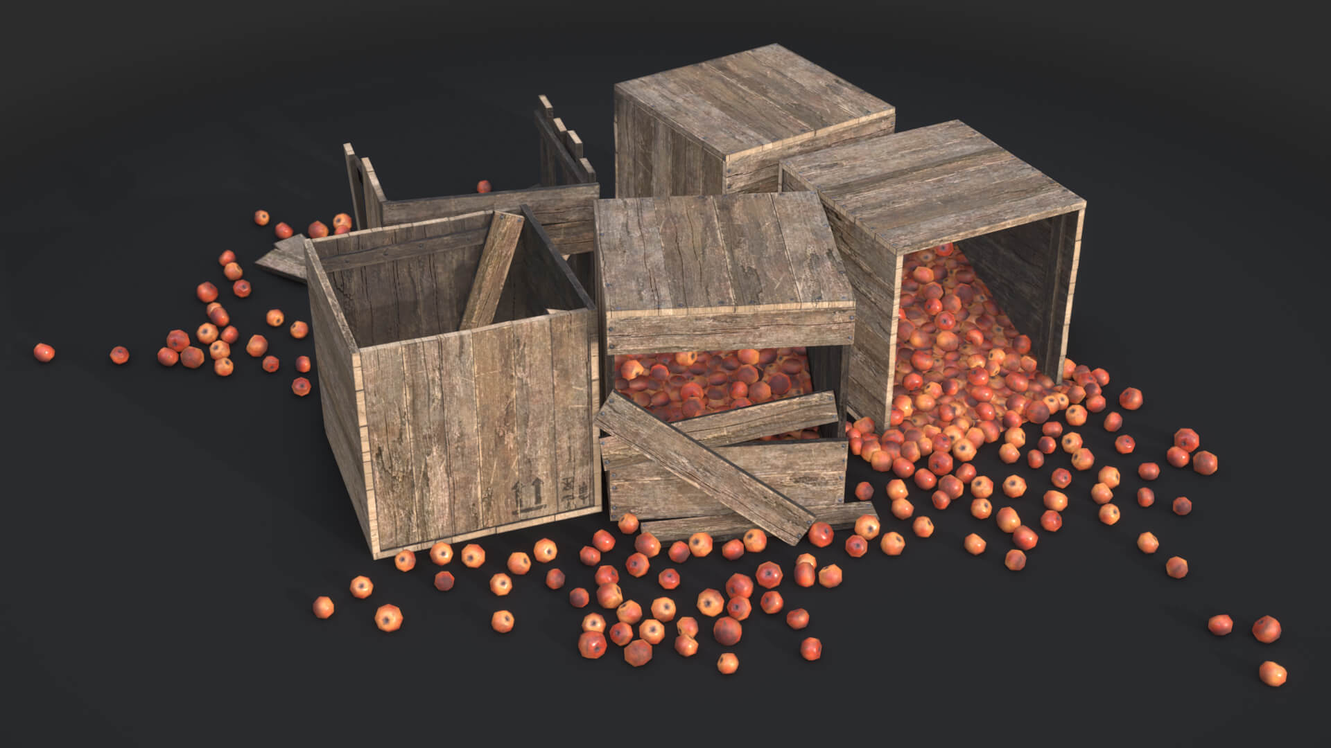 Apple Wooden Crates - 3D Model by KangaroOz 3D