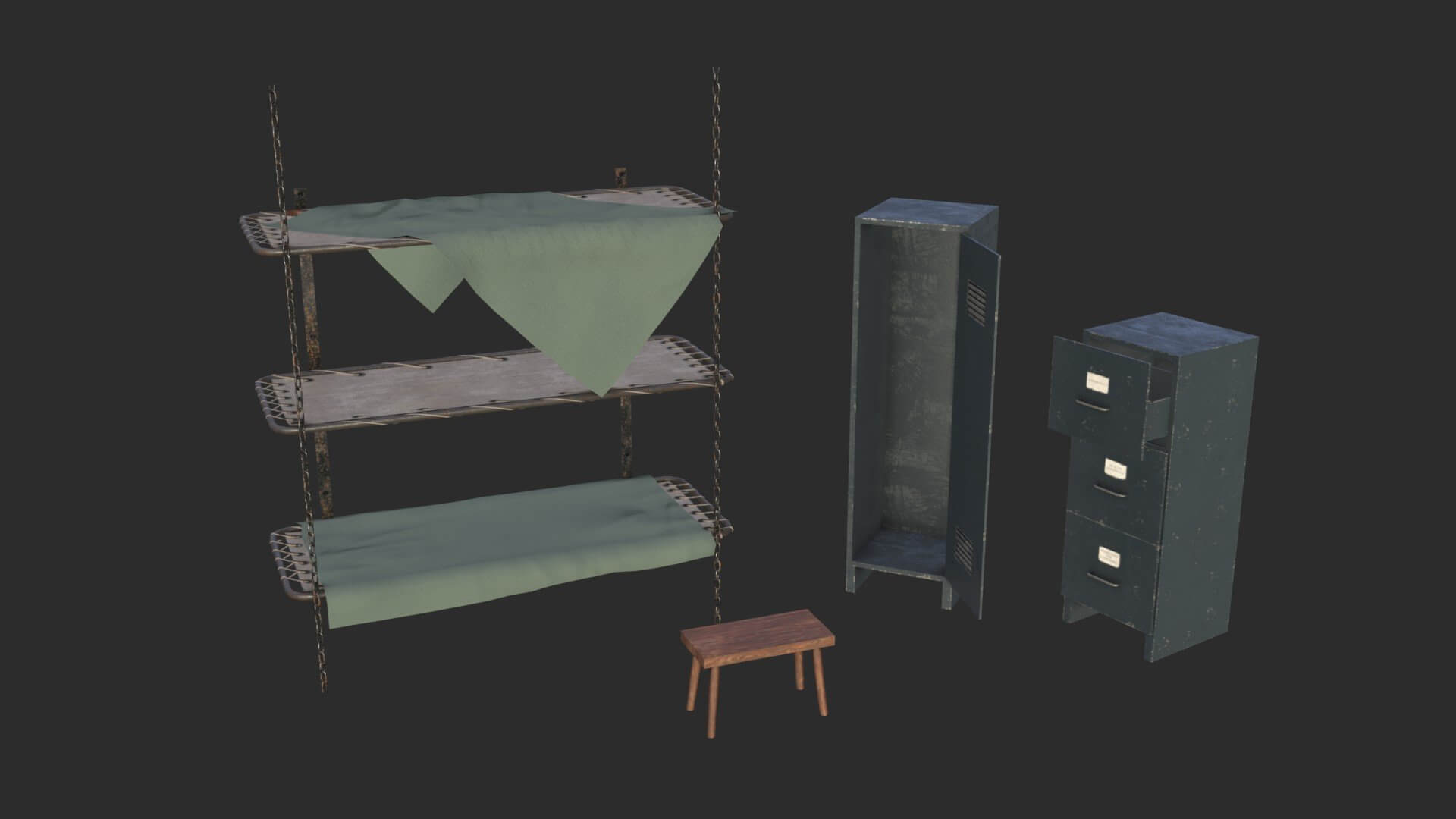Bunker Beds and Cabinets WWII - 3D Model by KangaroOz 3D