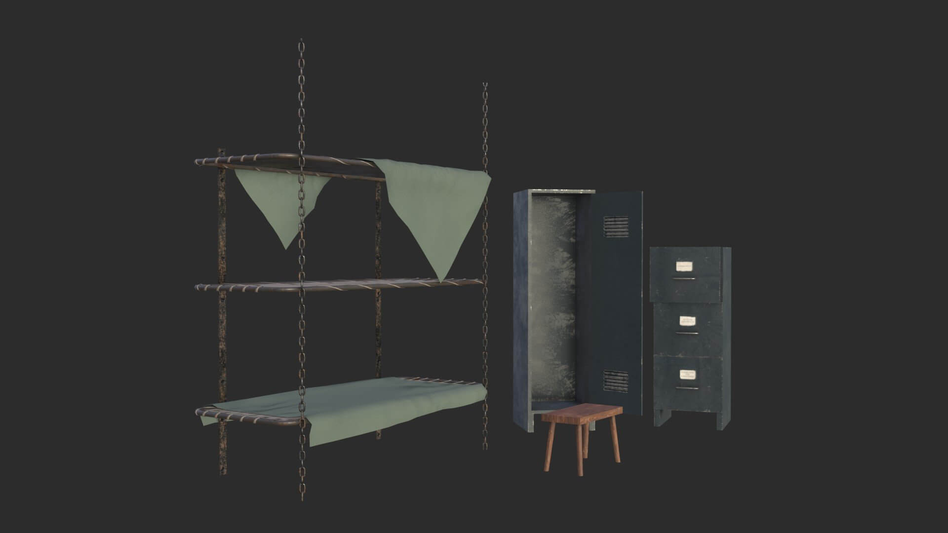 Bunker Beds and Cabinets WWII - 3D Model by KangaroOz 3D