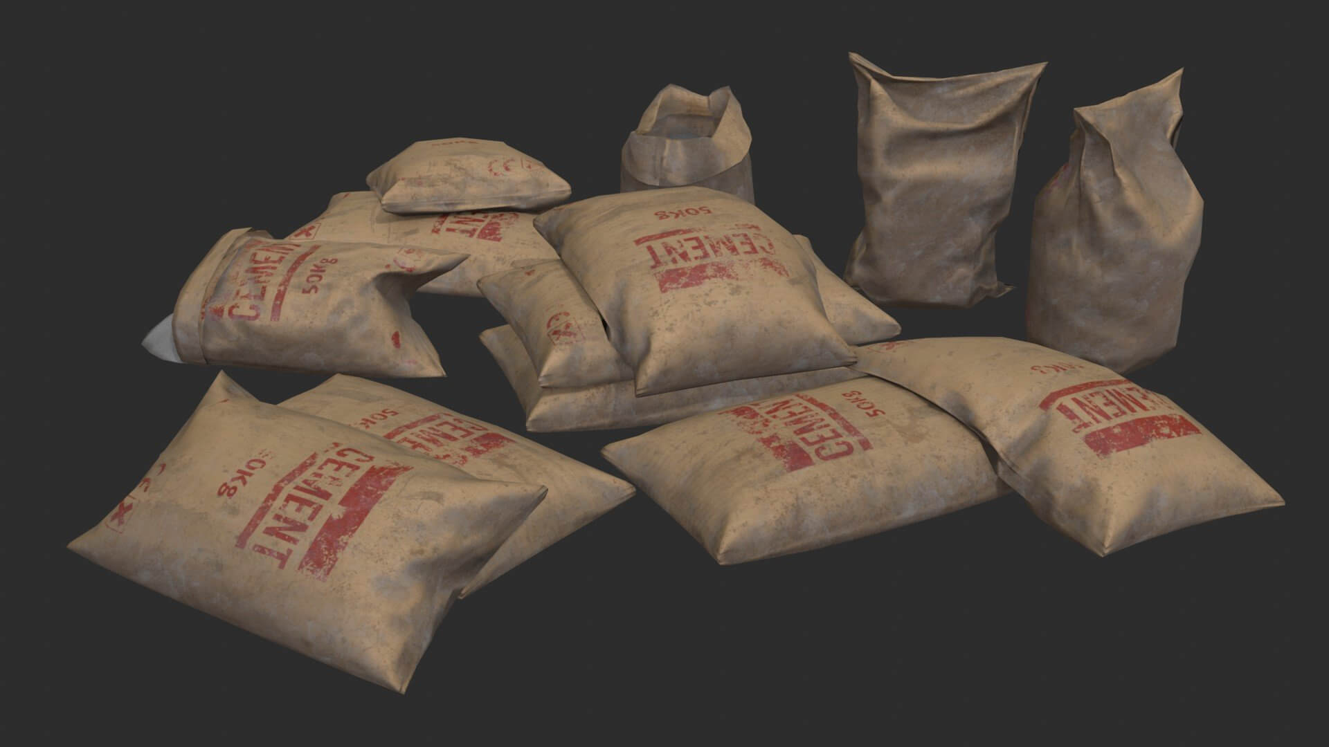 Cement Bags - 3D Model by KangaroOz 3D