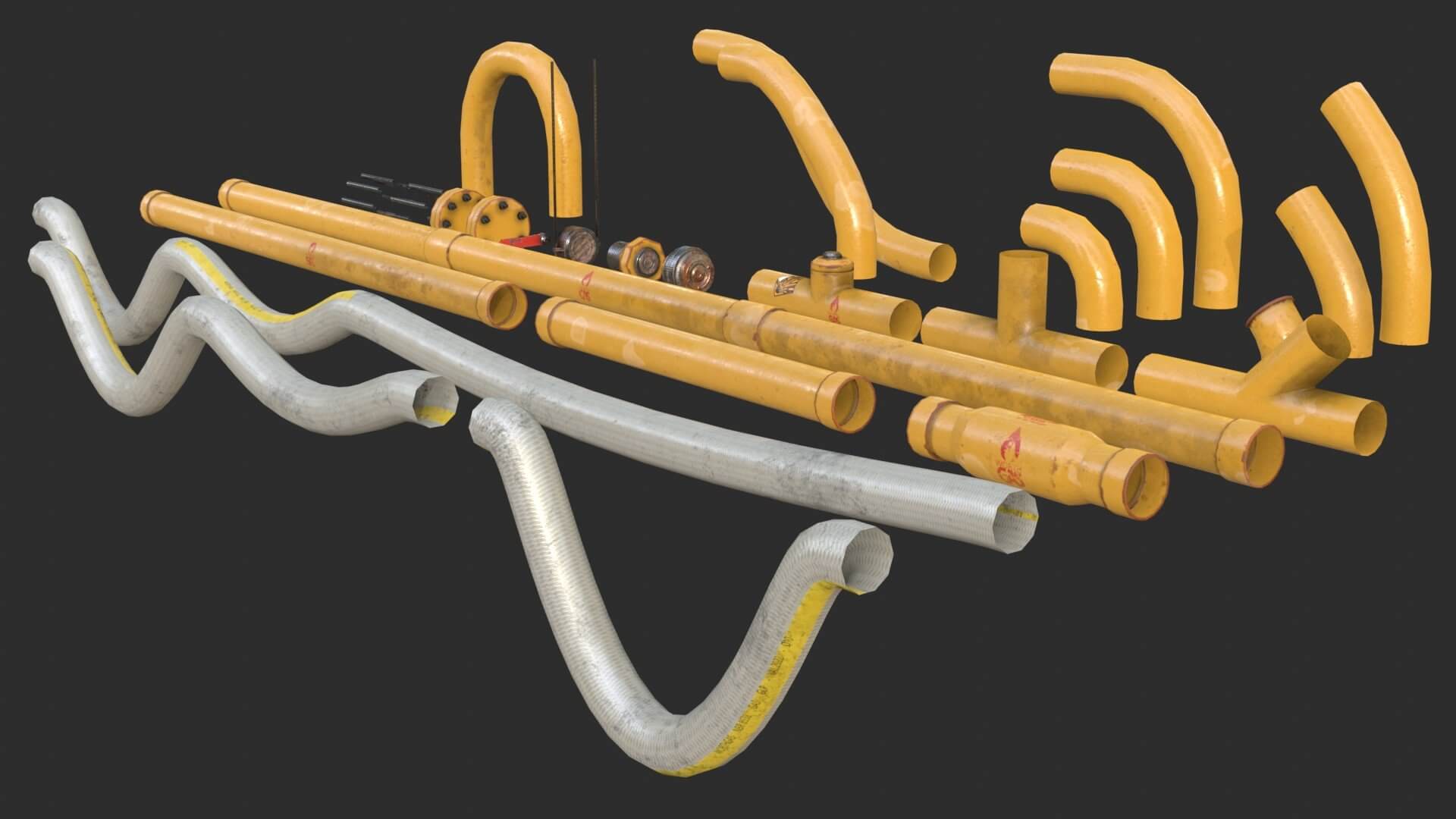 Modular Pipes - Industrial Collection 3D Model by KangaroOz 3D