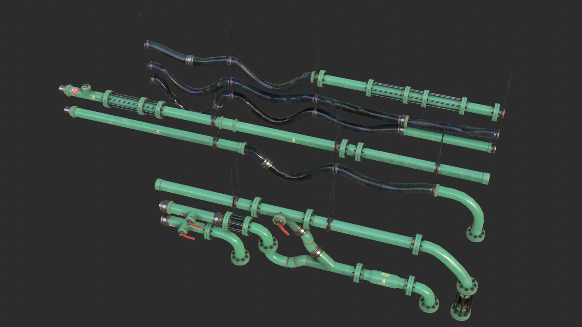 Modular Pipes - Industrial Collection 3D Model by KangaroOz 3D