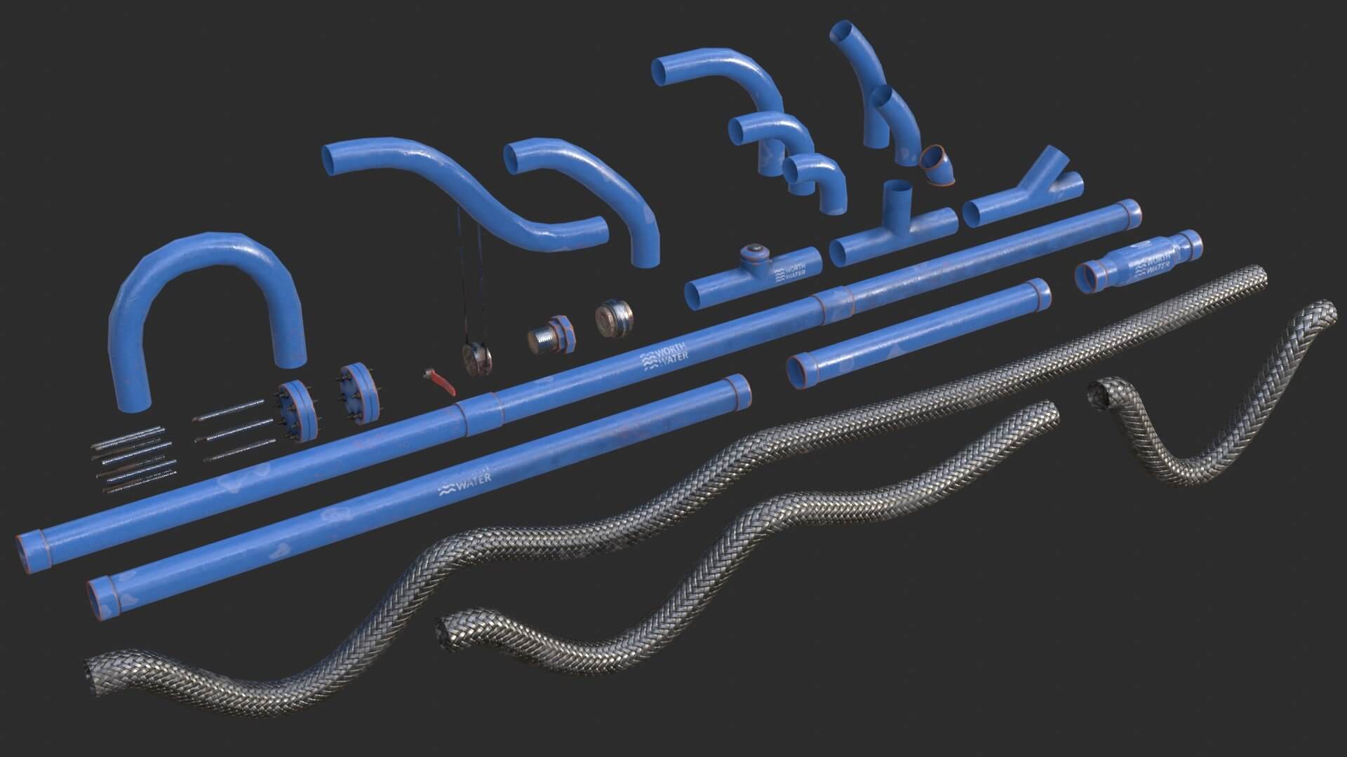 Modular Pipes - Industrial Collection 3D Model by KangaroOz 3D
