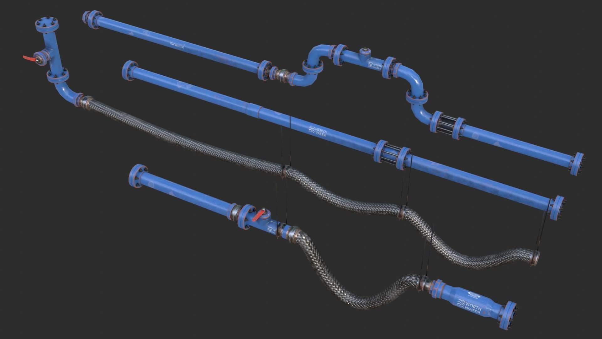 Modular Pipes - Industrial Collection 3D Model by KangaroOz 3D