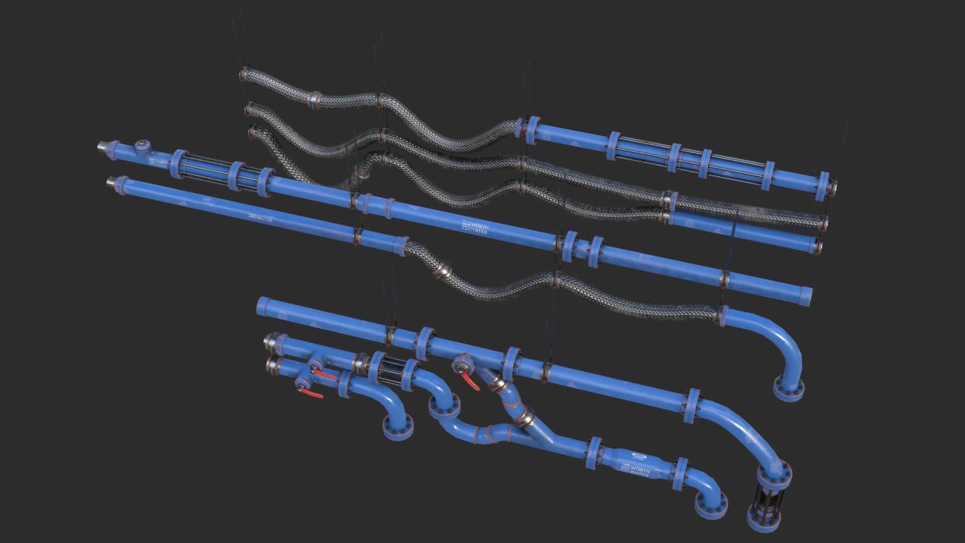 Modular Pipes - Industrial Collection 3D Model by KangaroOz 3D