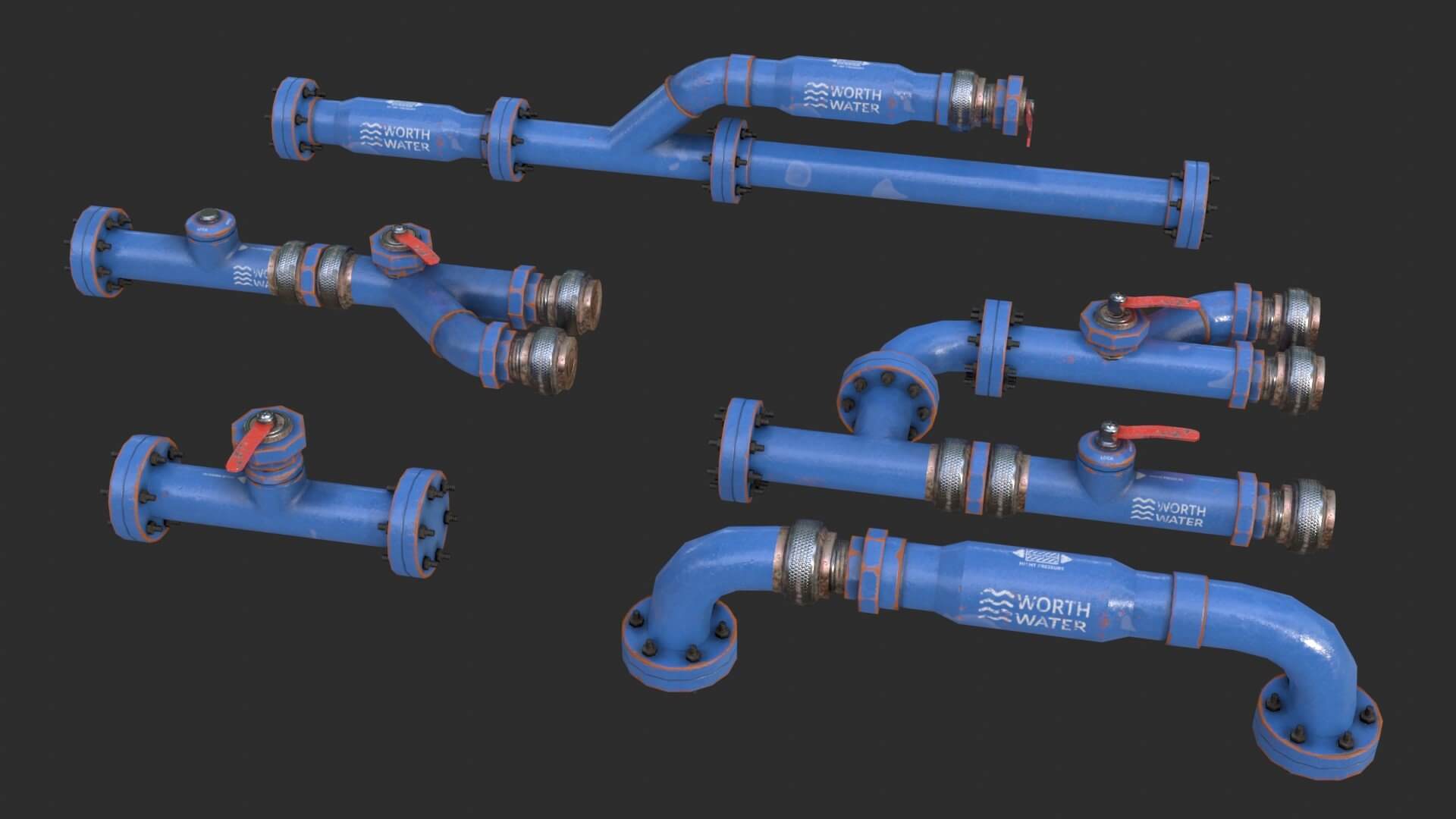 Modular Pipes - Industrial Collection 3D Model by KangaroOz 3D
