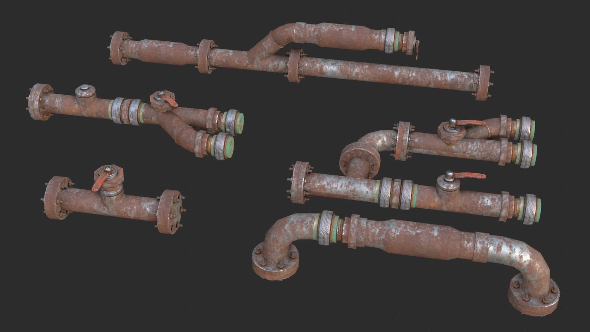 Modular Pipes - Industrial Collection 3D Model by KangaroOz 3D