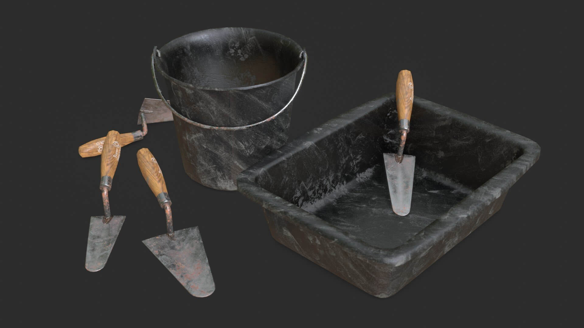 Mortar Tools Set - 3D Model by KangaroOz 3D