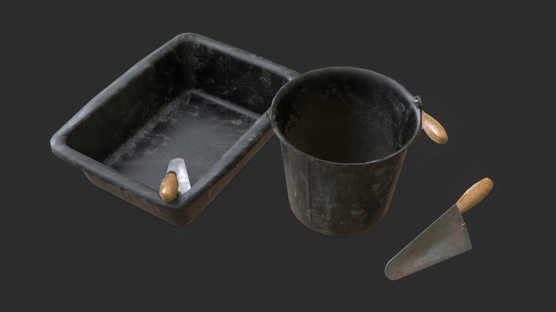 Mortar Tools Set - 3D Model by KangaroOz 3D