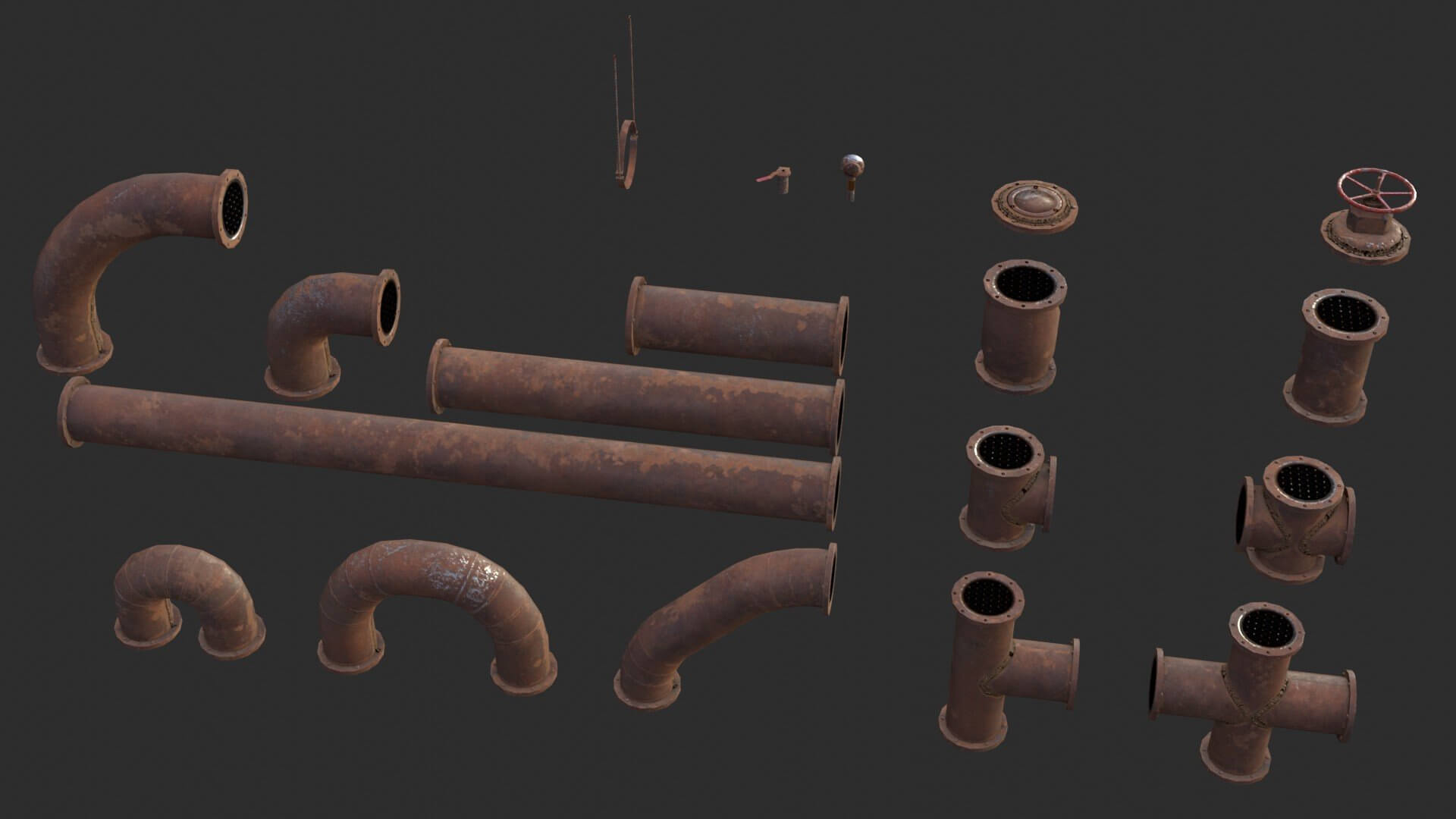 Rusted Pipes - Modular Set 3D Model by KangaroOz 3D