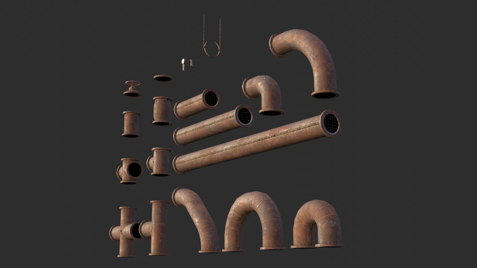 Rusted Pipes - Modular Set 3D Model by KangaroOz 3D