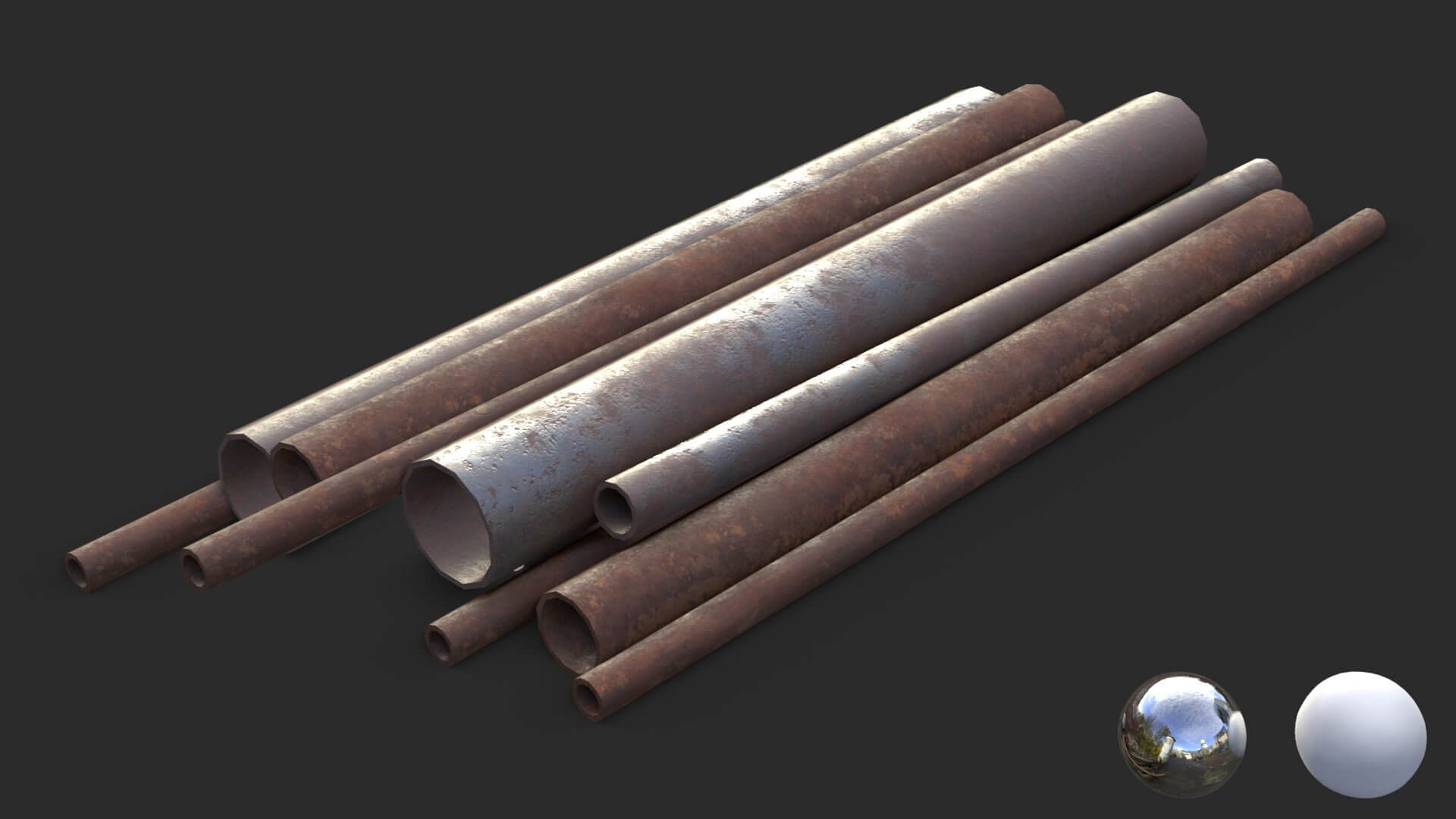 Steel Rusted Pipes - 3D Model by KangaroOz 3D