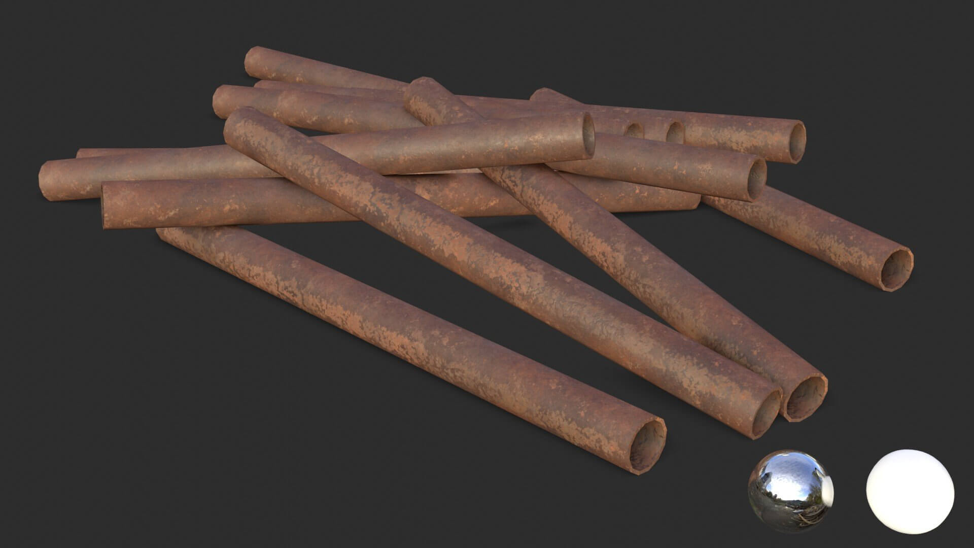 Steel Rusted Pipes - 3D Model by KangaroOz 3D