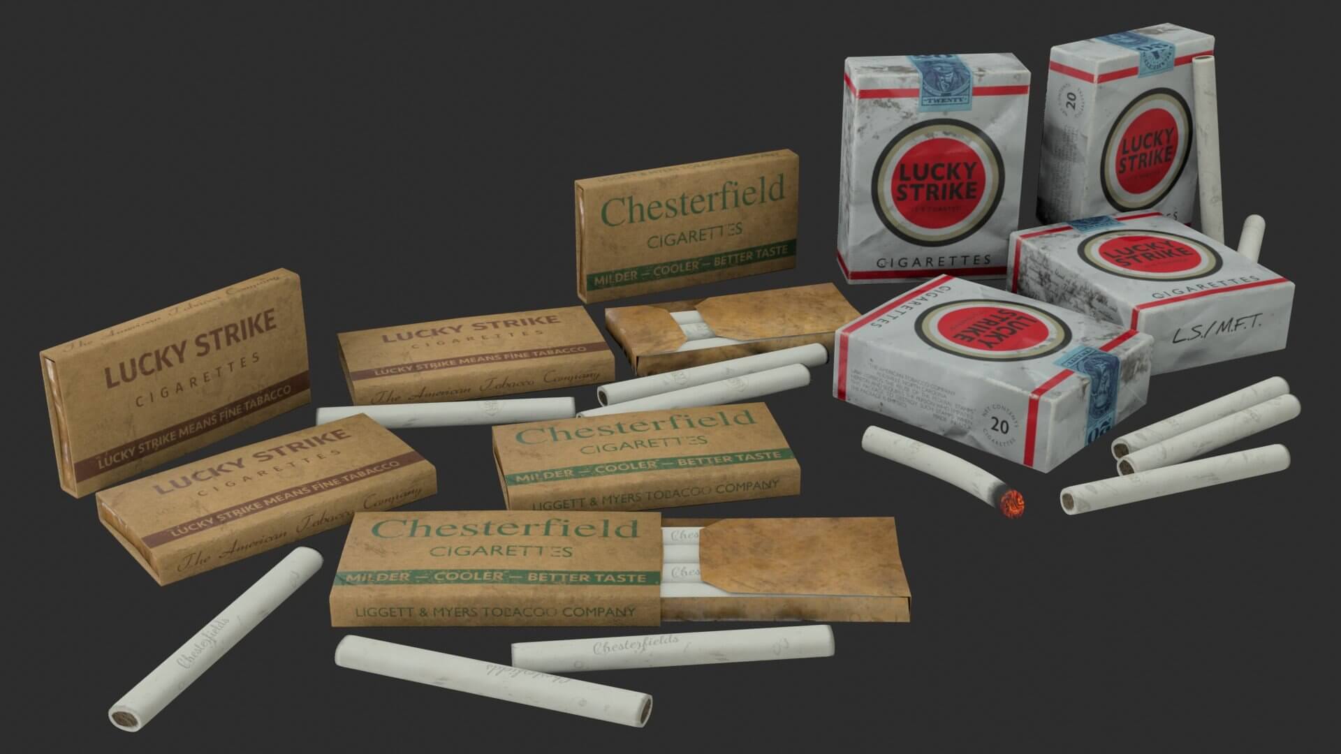 US Cigarettes WWII - 3D Model by KangaroOz 3D