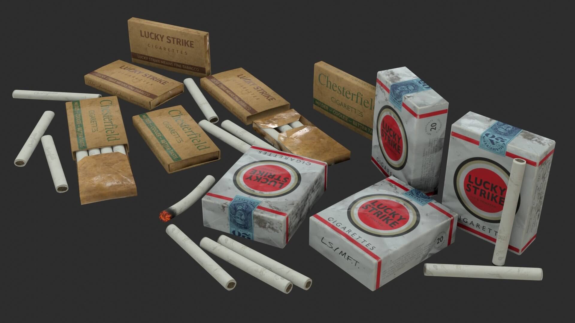 US Cigarettes WWII - 3D Model by KangaroOz 3D