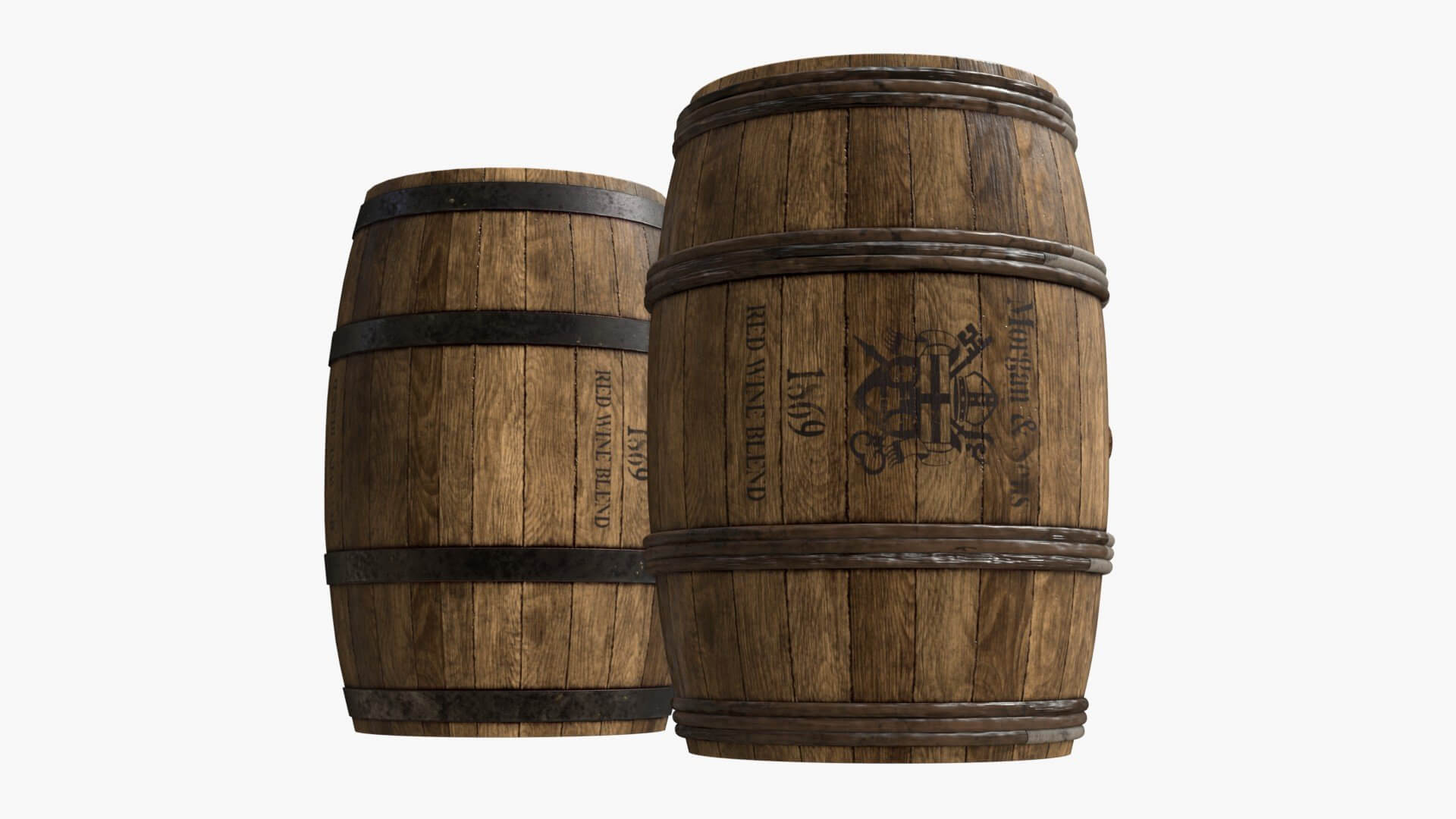 Wooden Barrels Assets 2 - 3D Model by KangaroOz 3D