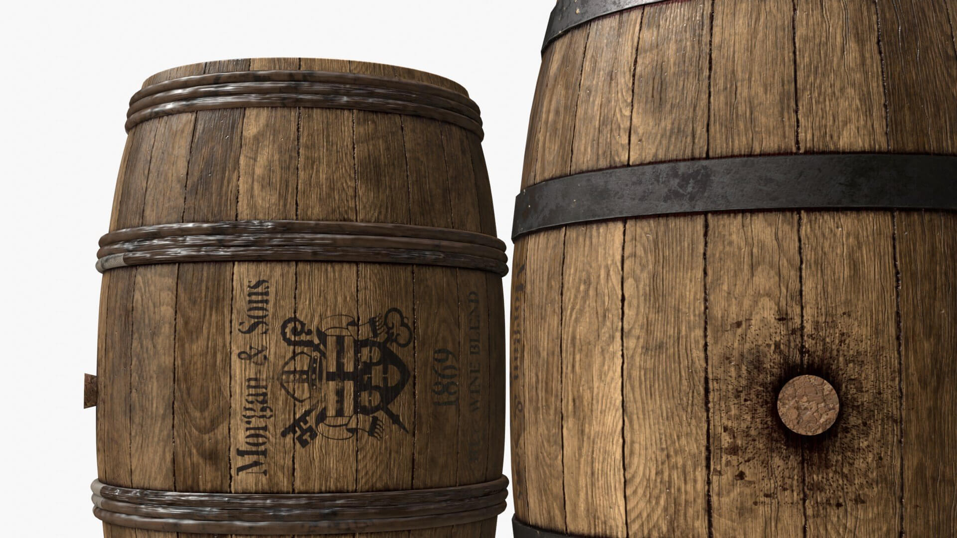 Wooden Barrels Assets 2 - 3D Model by KangaroOz 3D