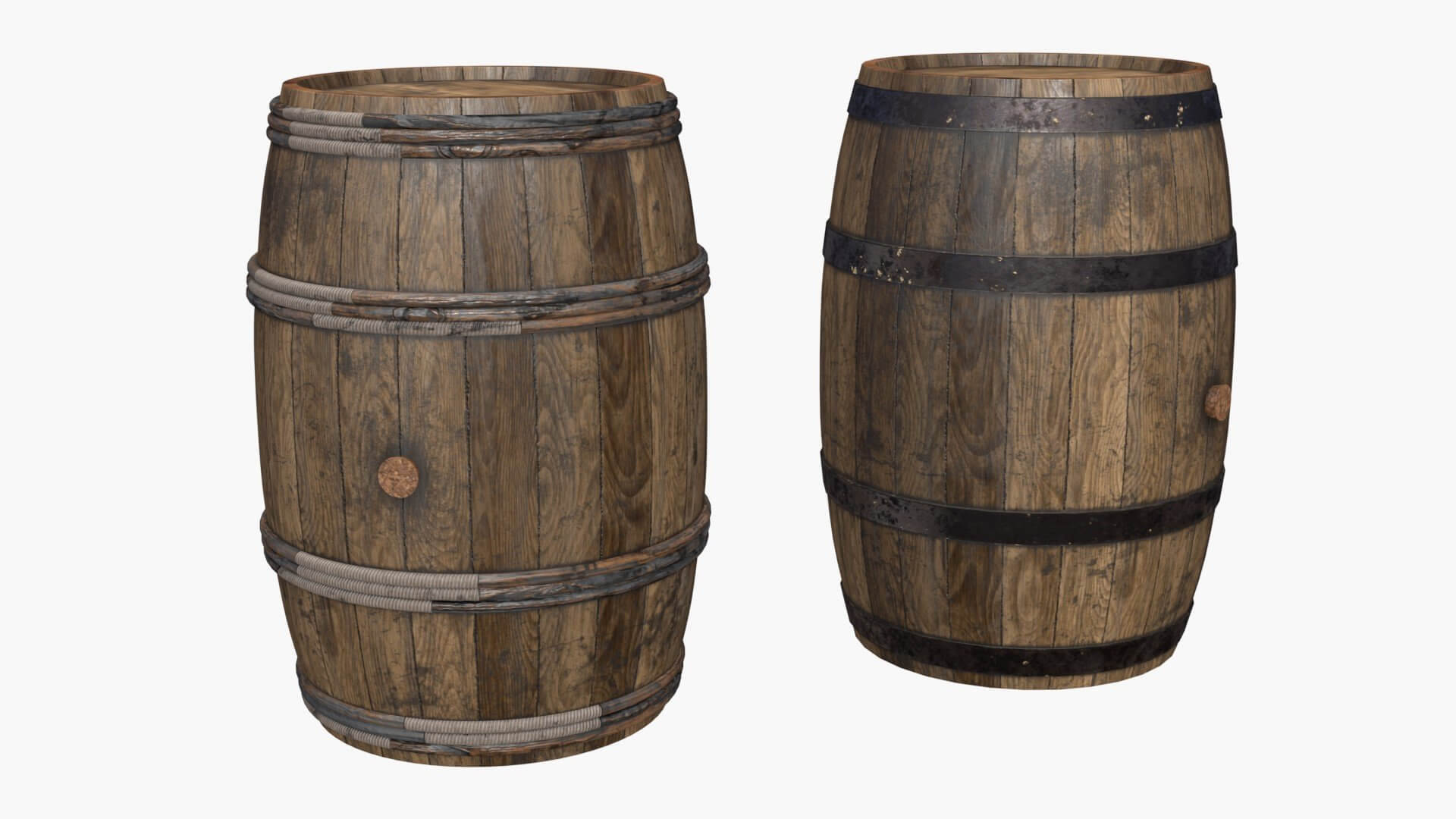 Wooden Barrels Assets 6 - 3D Model by KangaroOz 3D
