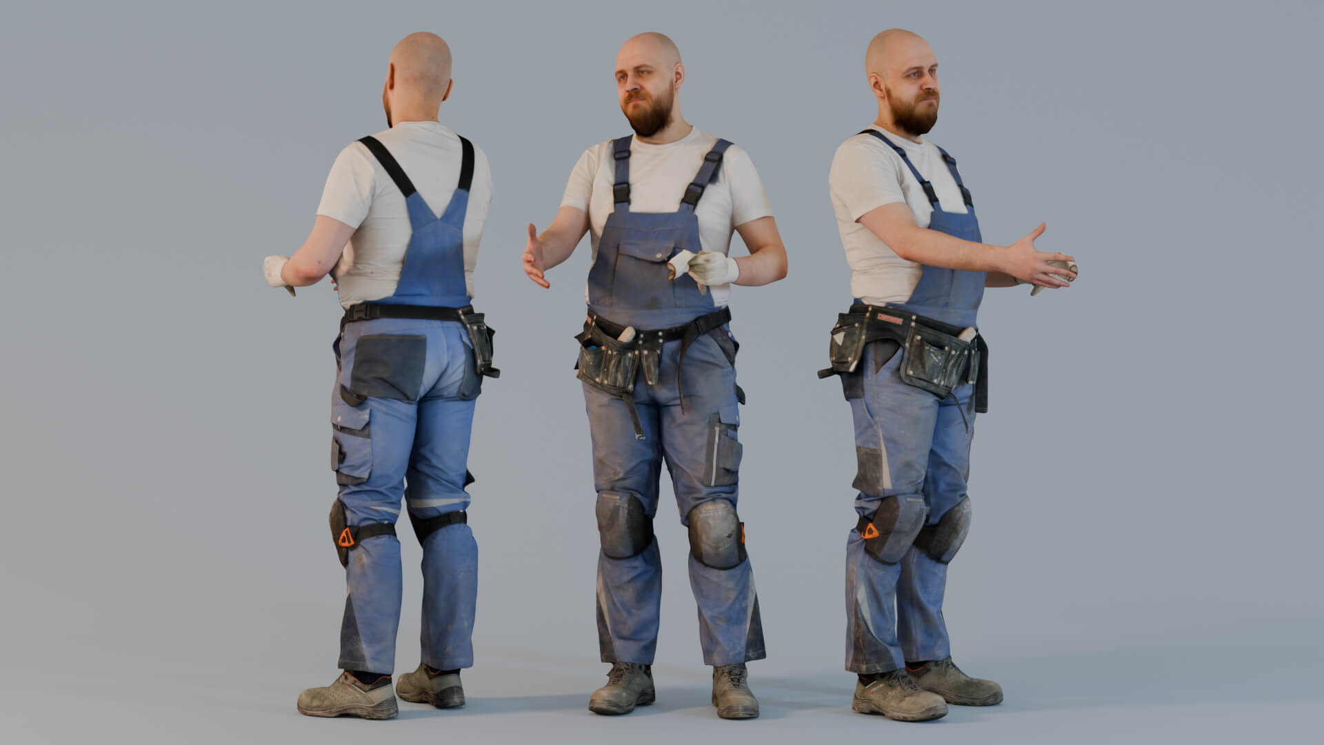 Bald Construction Worker Hand Shaking - 3D Model by Kanistra Studio
